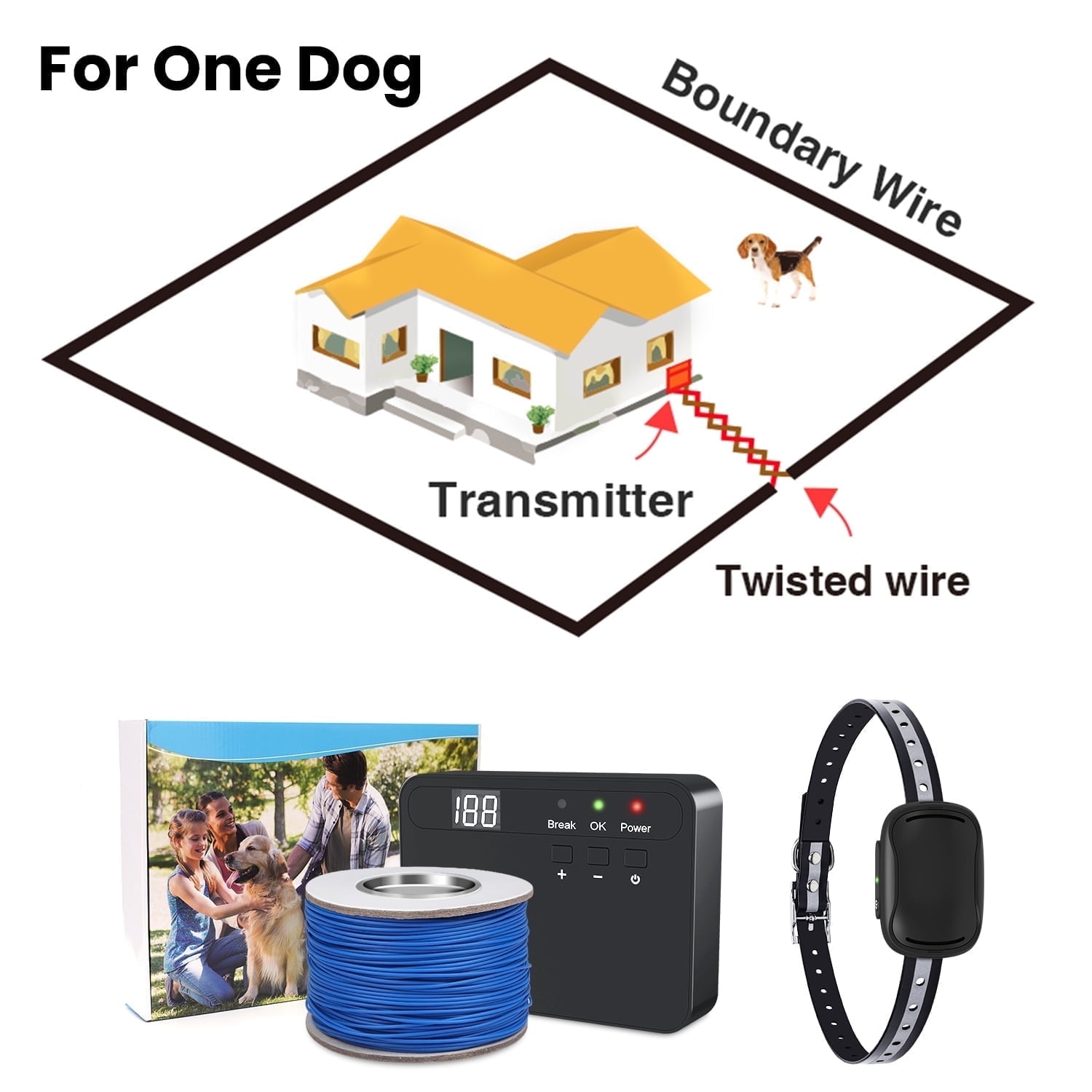 Jewyow Electric Dog Fence - Easy Install Underground Pet Fence with A ...