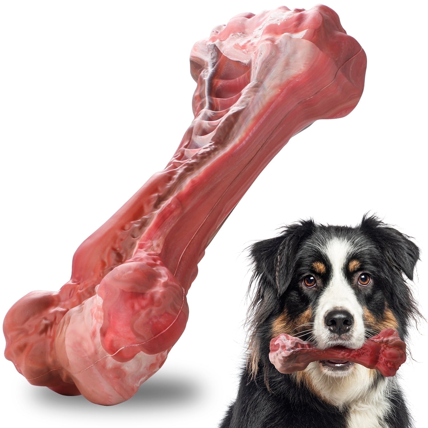 Jewyow Dog Chew Toys, Beef Flavor Durable Nylon Bones for Aggressive ...
