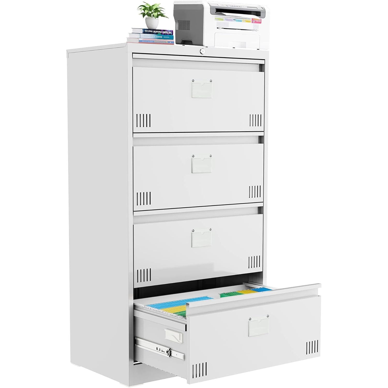 Petonline Metal Lateral Filing Cabinet for Home Office, 4 Drawer ...