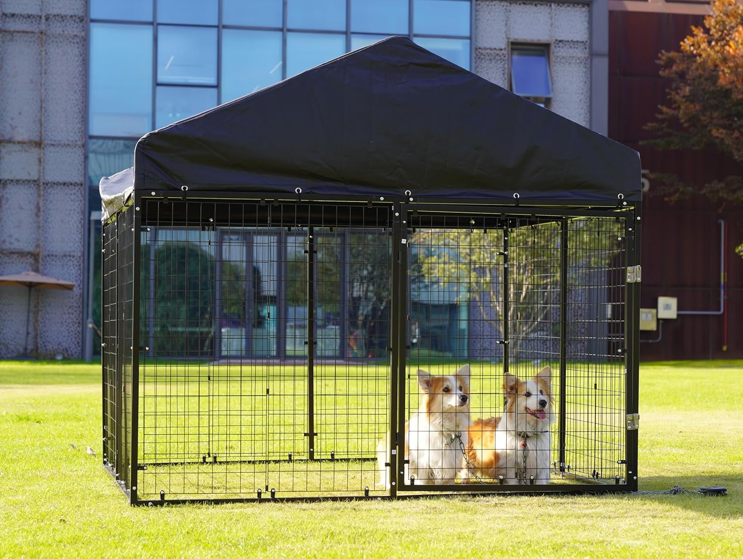 Petony Large Outdoor Dog Enclosure,Heavy Duty Dog Cage with Roof ...