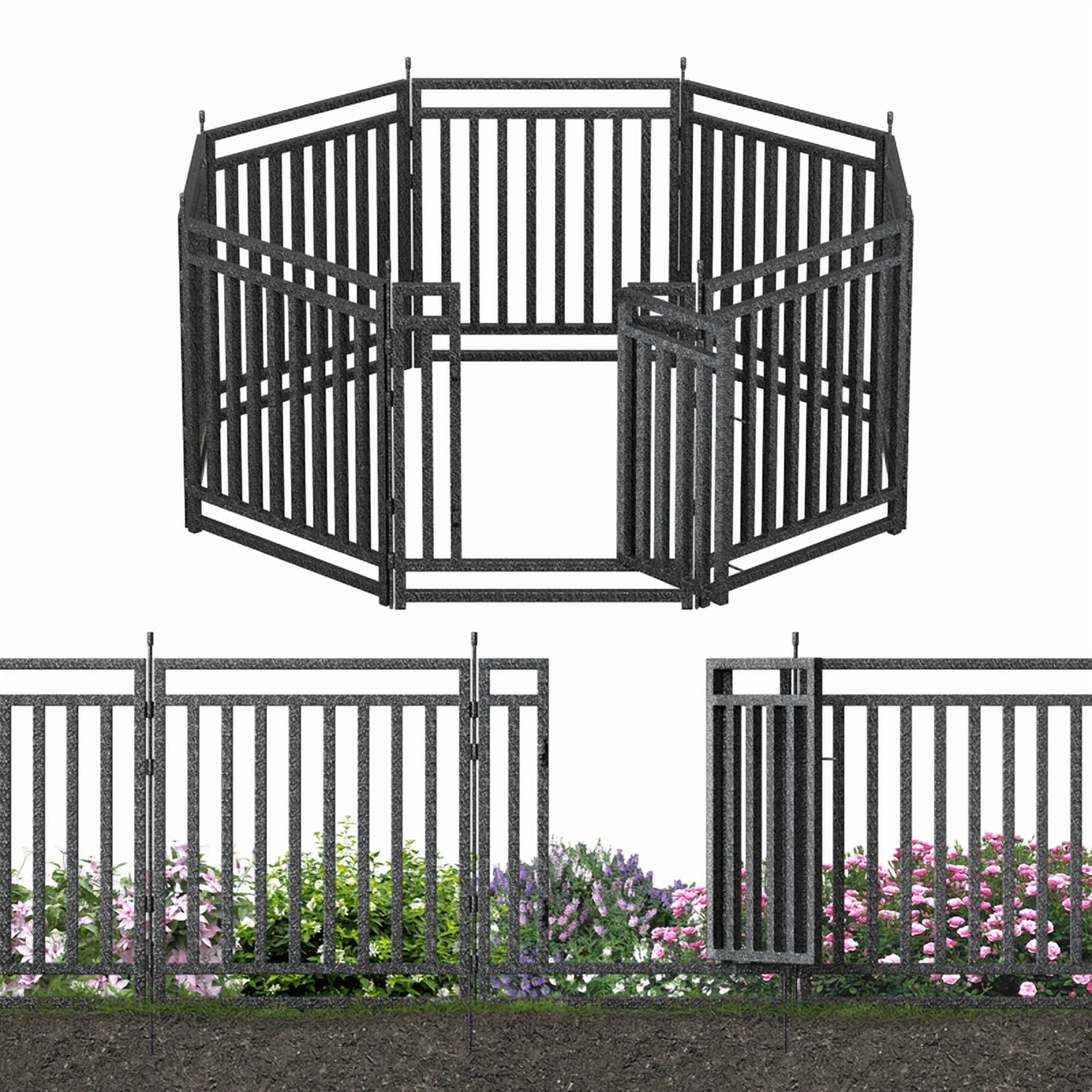 Petorldog Decorative Garden Fence, 18ft x 32" Height, 7 Panels + 1 Gate ...
