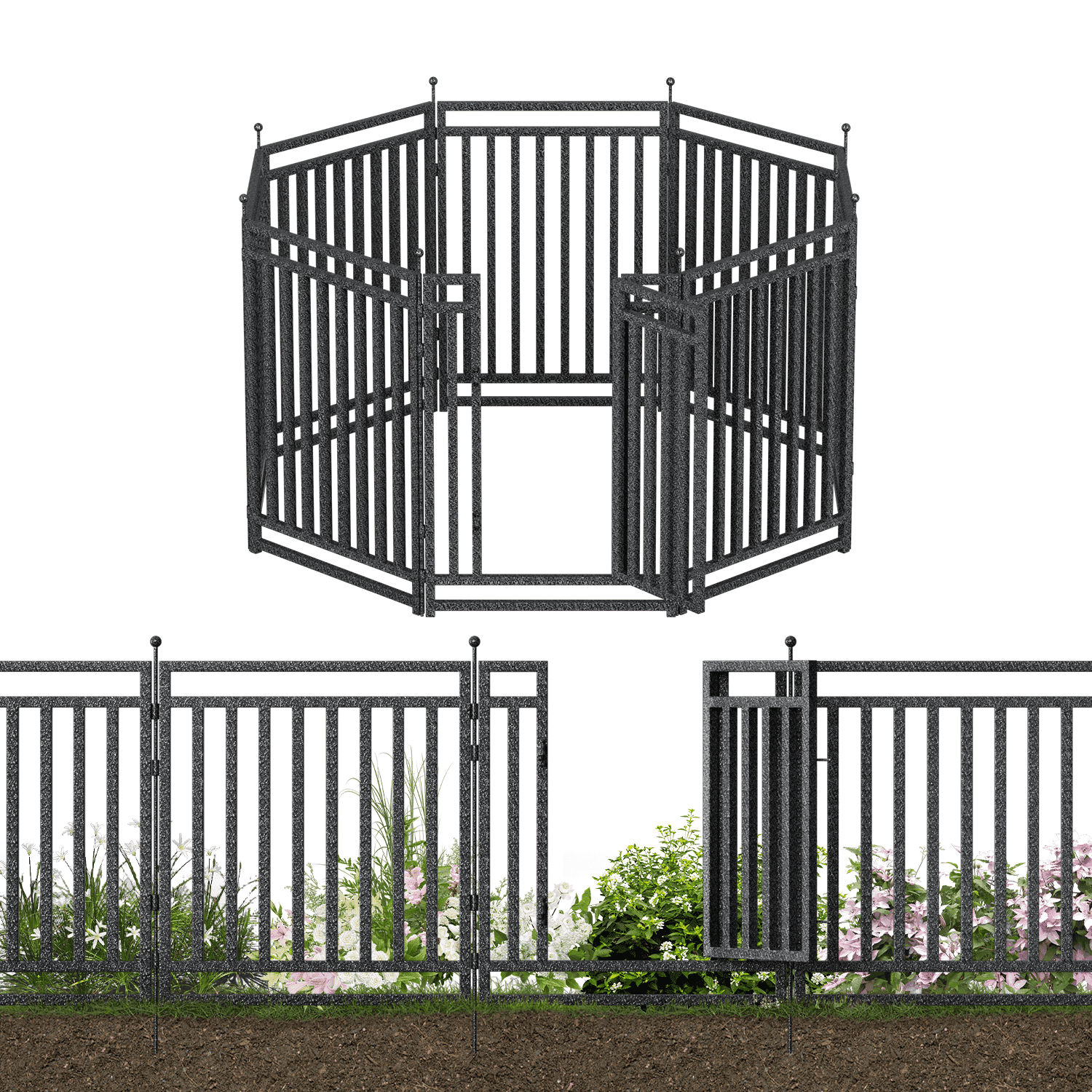 Petorldog Decorative Garden Fence, 18ft x 40in, 7 Panels + 1 Gate, No ...