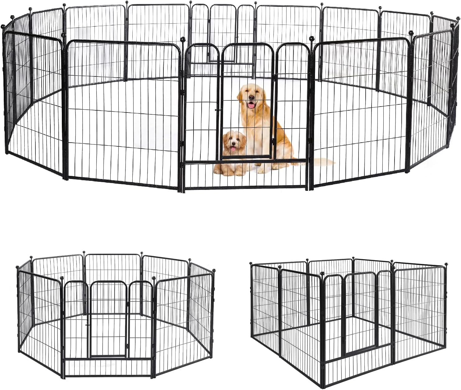 Petorldog 32" Metal Playpen, 16-Panel Heavy Duty Exercise Pen for Pets ...