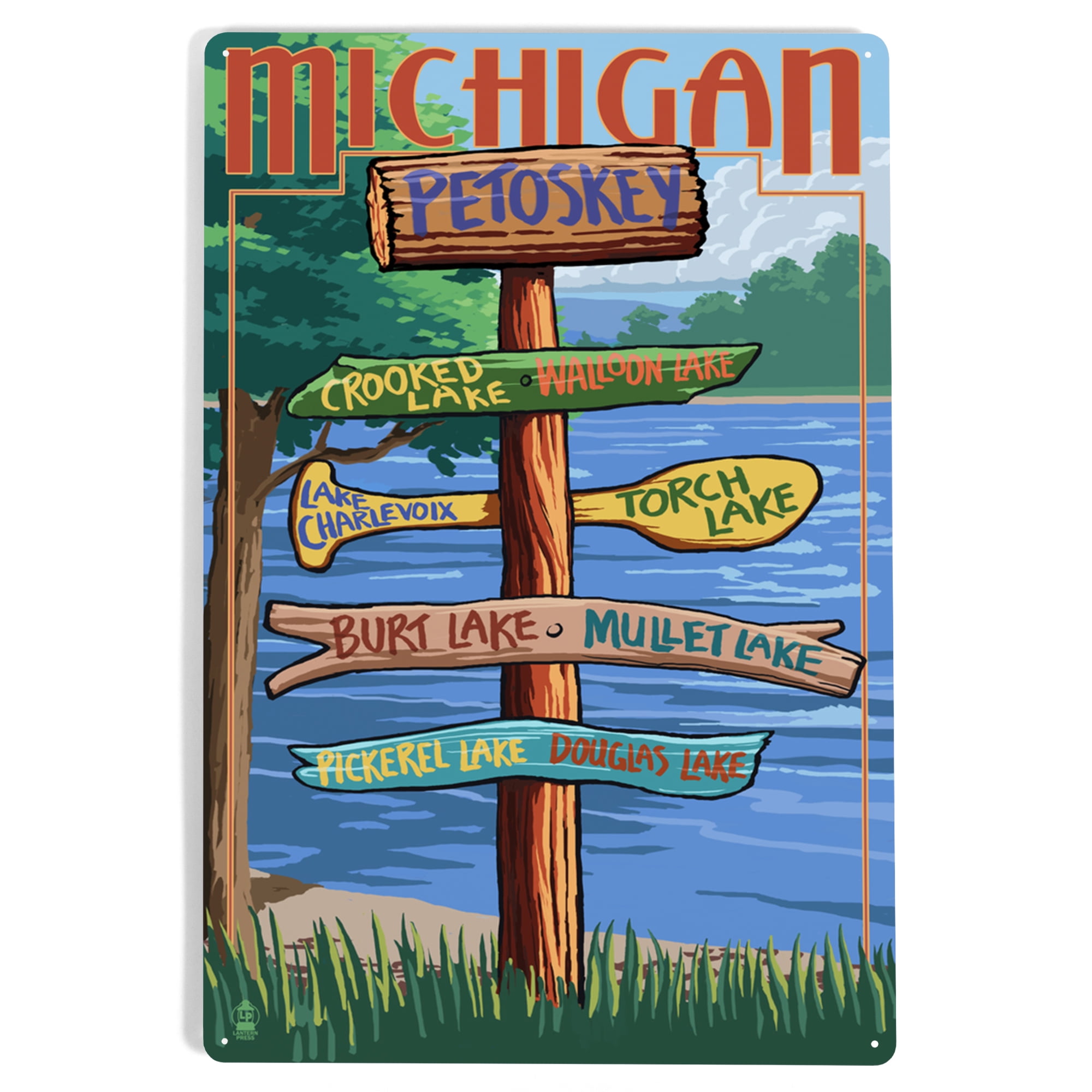 Petoskey, Michigan, Destinations Sign (12x18 Aluminum Art, Indoor ...