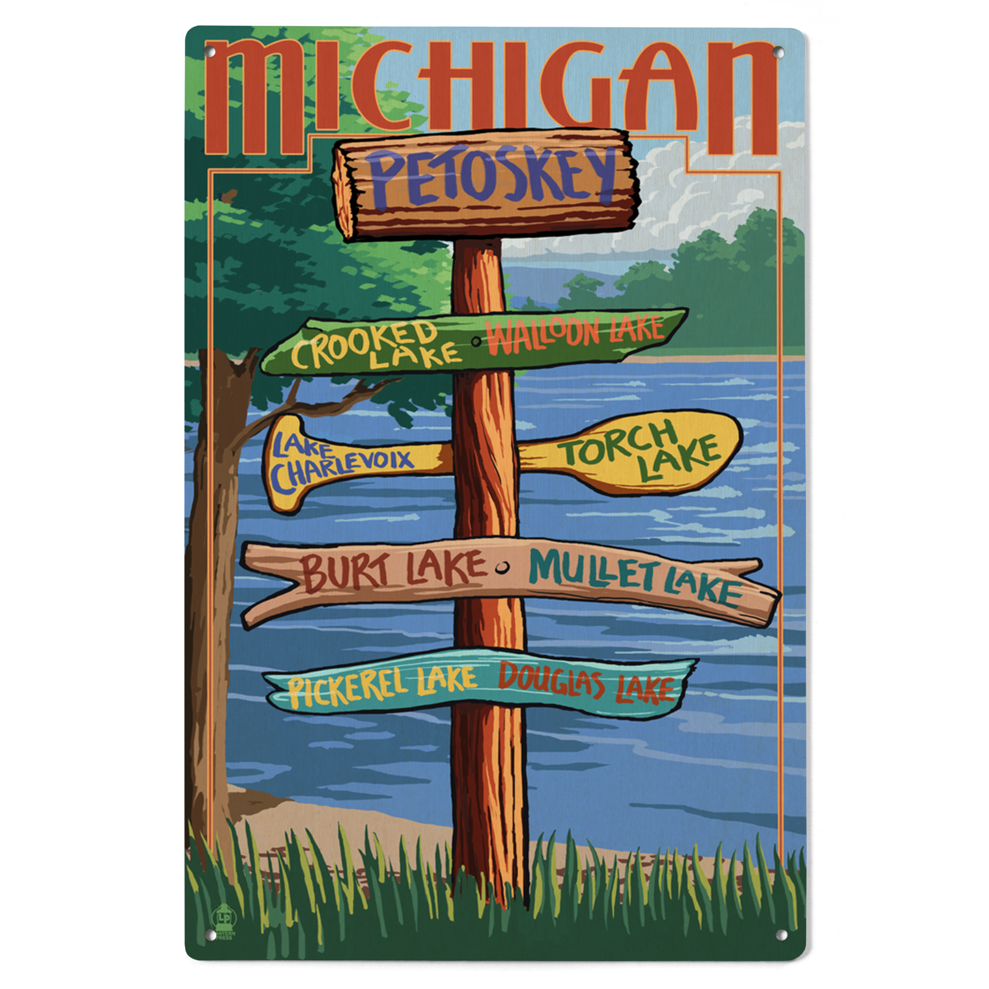 Petoskey, Michigan, Destinations Sign Birch Wood Wall Sign (6x9 Rustic ...