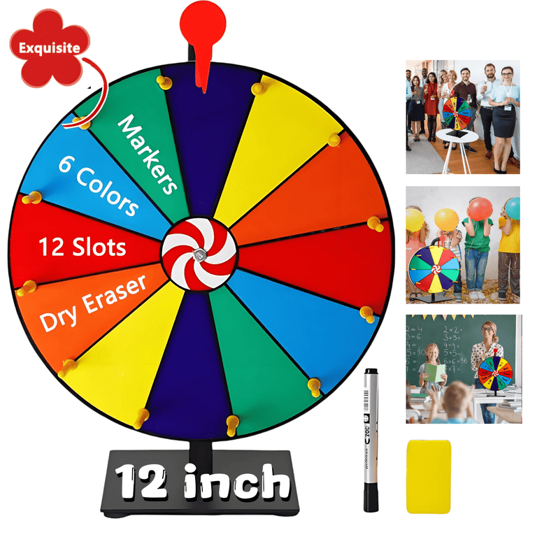 Carnival Prize Spinner 6 Inch Prize Wheel With Stand - 12 Slot Carnival ...