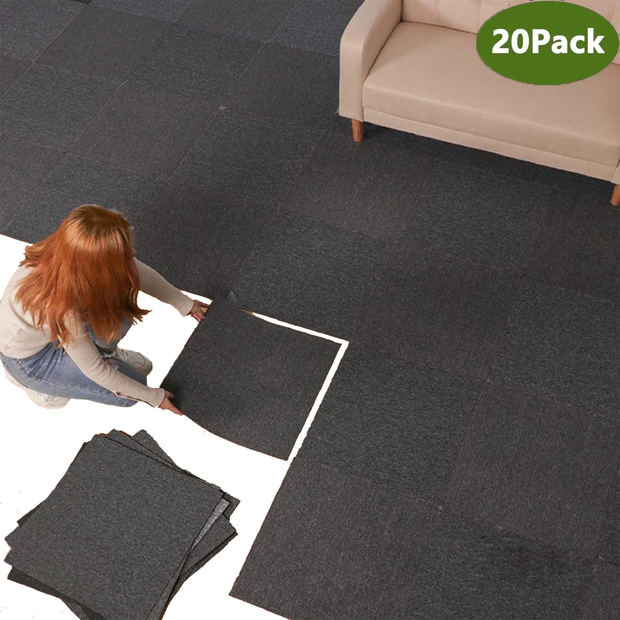 Petoto 20" x 20" Carpet Squares, 20 Pack Commercial Carpet Floor Tile ...