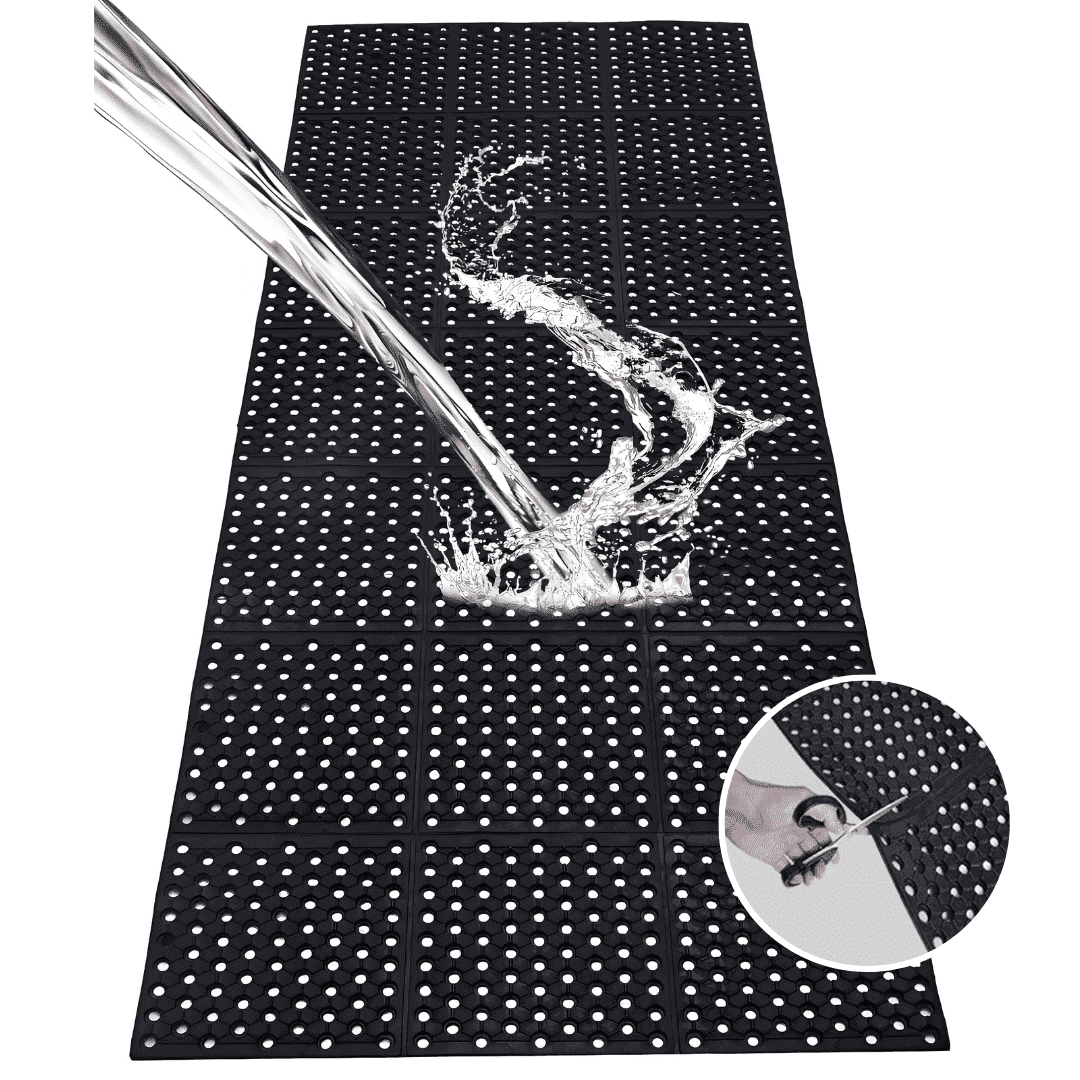 Petoto Rubber Drainage Mat, 83" x 36" Large Outdoor Rubber Mat with ...