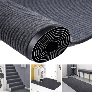 Qunbio 3x10ft Heavy-Duty, Water-Absorbing, Non-Slip PVC Rug, Grey ...
