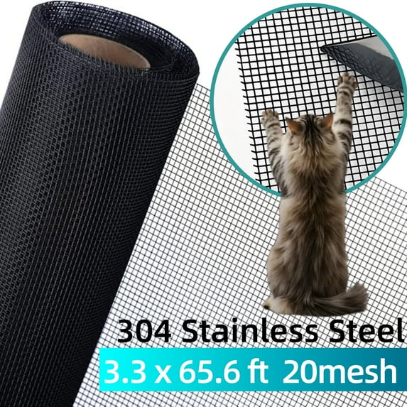 Petoto 304 Stainless Steel Screen Mesh Roll, 3.3 x 65.6 feet Heavy-Duty ...