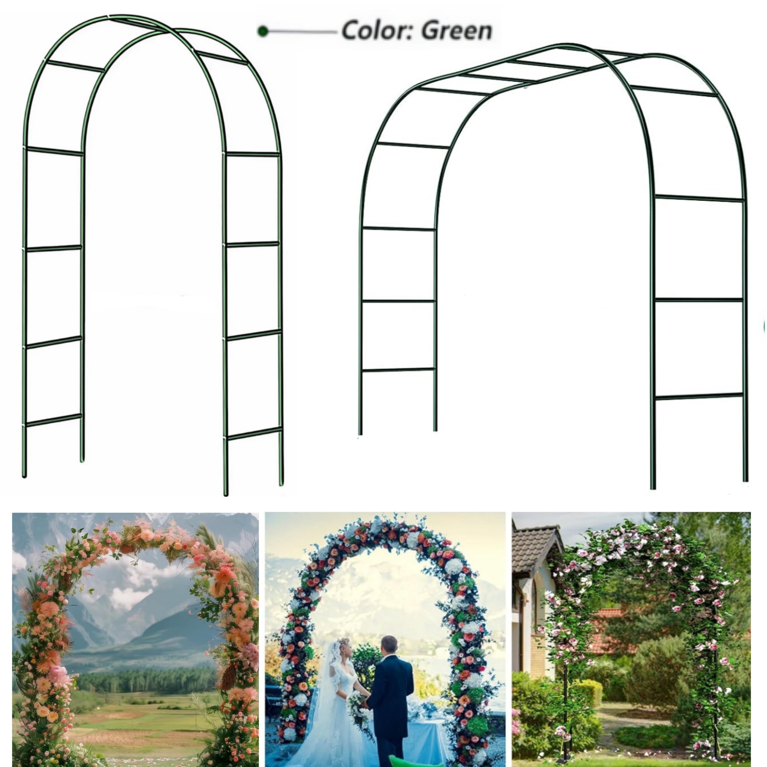 Petoto Garden Arch Trellis, 7.9ft Metal Arbor Trellis Outdoor, Climbing ...