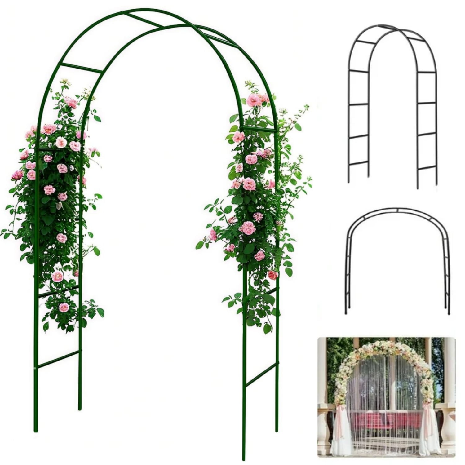 petoto Garden Arch Trellis, 7.9ft Metal Arbor for Climbing Roses and ...