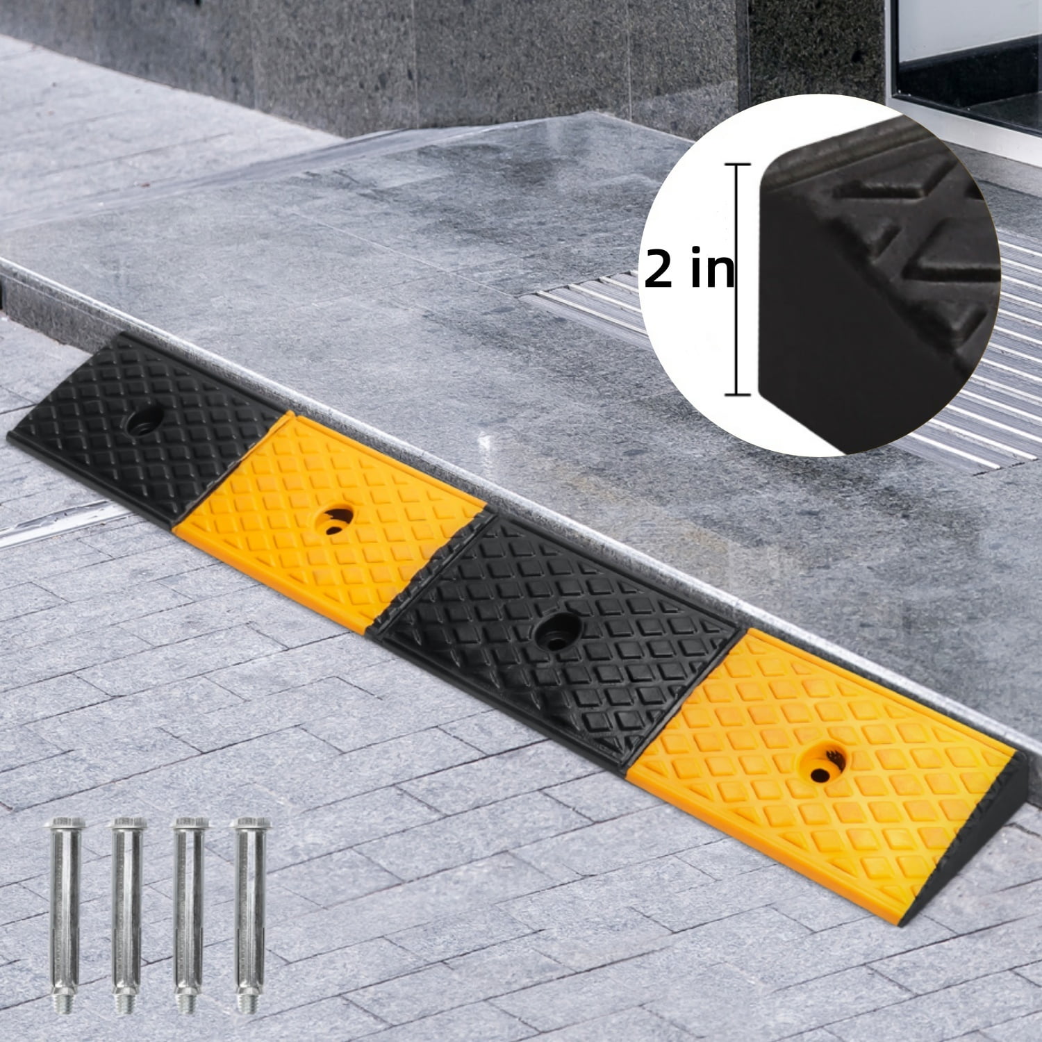 Petoto Rise Rubber Portable Ramp, 2" Heavy Duty Threshold Ramps ...