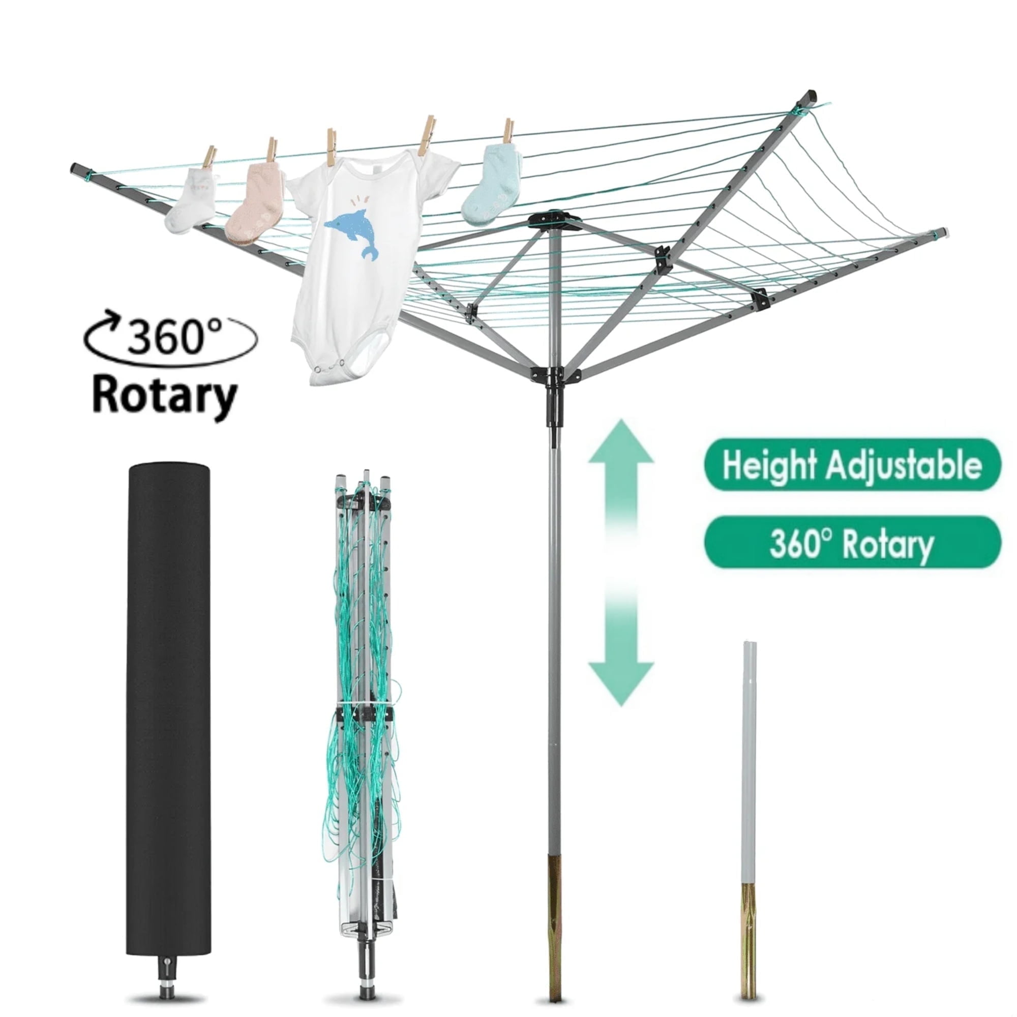 petoto Outdoor Umbrella Drying Rack, Aluminum Adjustable 70.9 inch ...