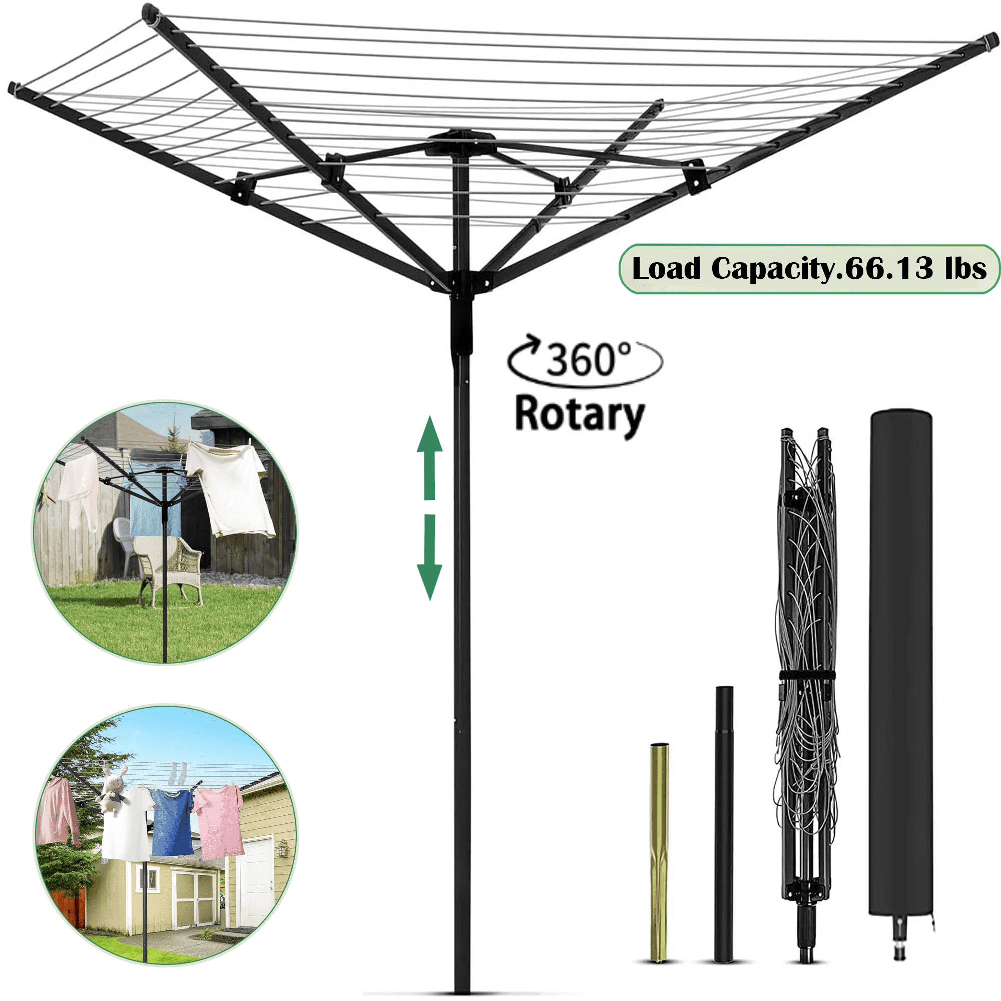 Tonchean 4-Arms Outdoor Umbrella Clothesline Laundry Drying Rack ...