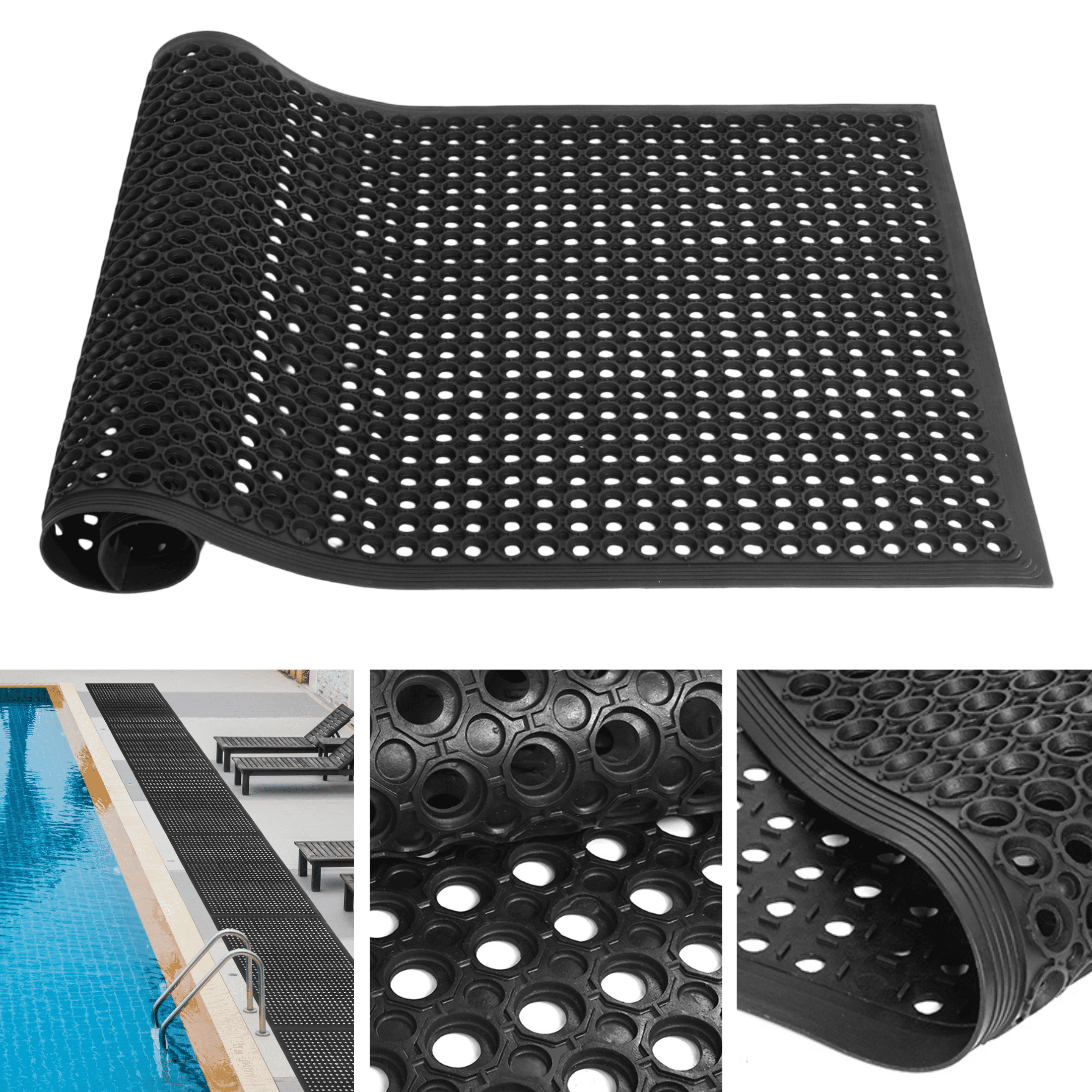Petoto Rubber Drainage Floor Mats, 60" x 35" Commercial Non-Slip Anti ...