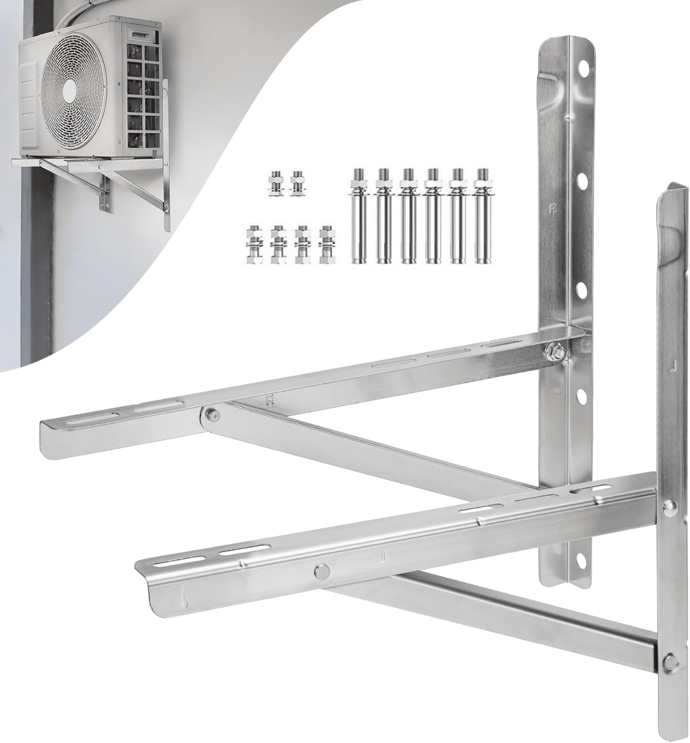 Petoto Heavy Duty Air Conditioner Bracket, Wall Mount Stainless Steel ...