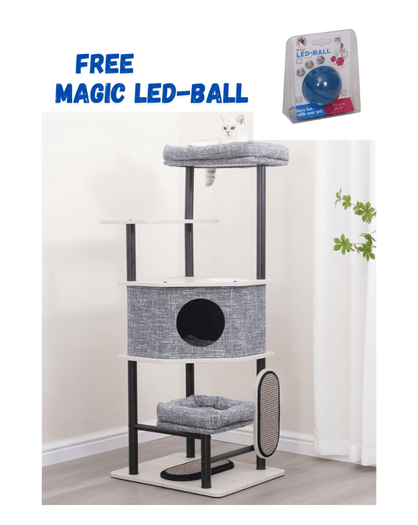 Petpals 53.5" Large Cat Tree in Sleek and Industrial Style with ...