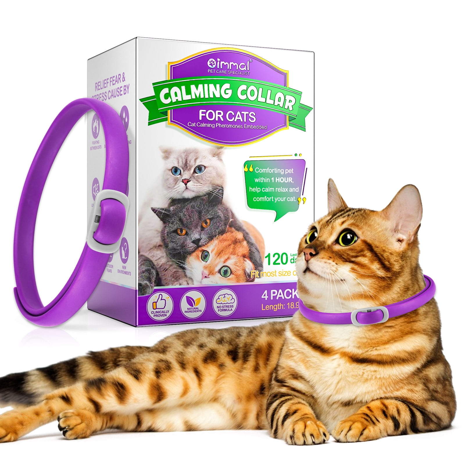 Petpya Calming Collar for Cats -4Pcs Lasts 90 Days Relieve Reduce ...