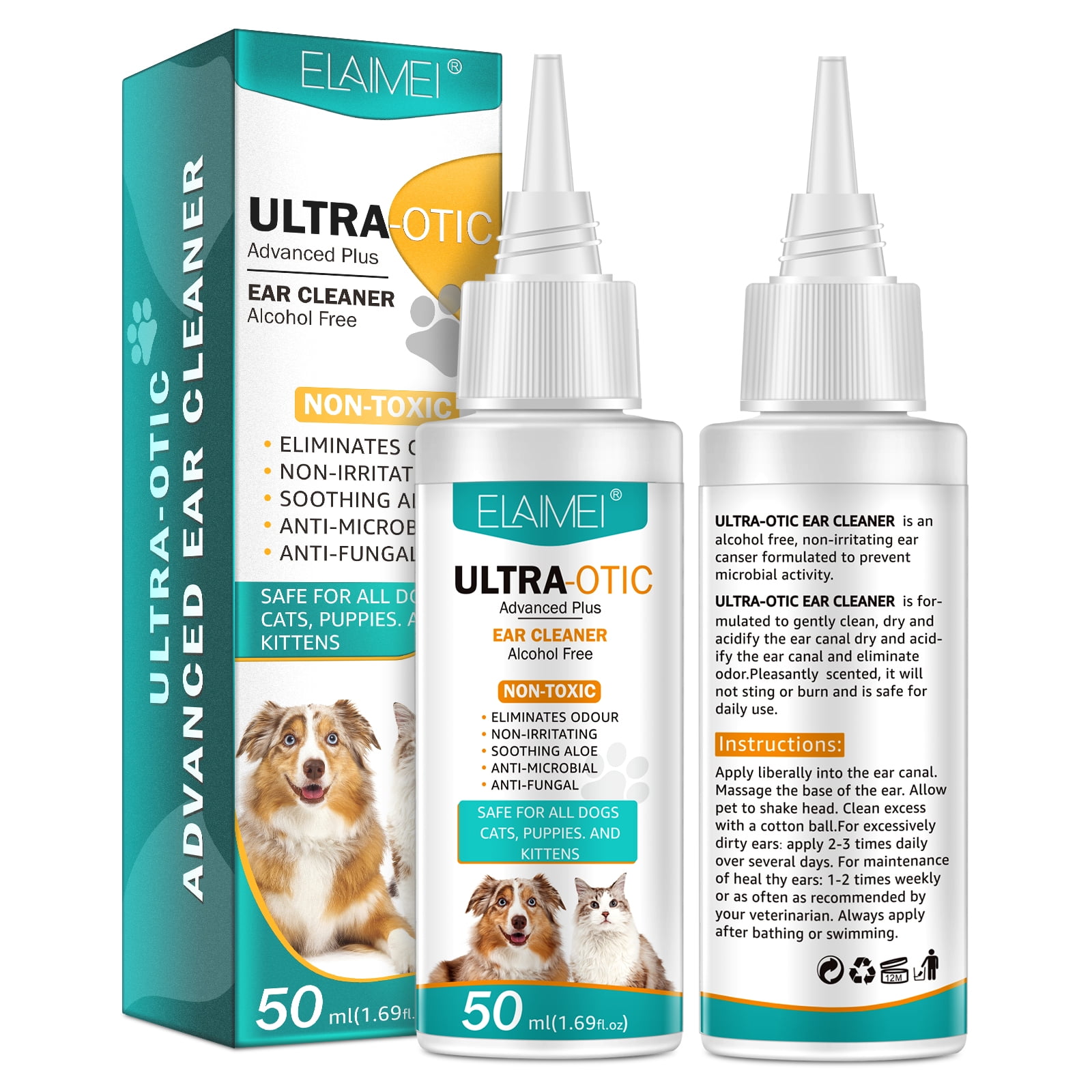 Petpya Dog Ear Cleaner,Pet Ear Cleaner Solution Dog & Cat Ear Wash ...
