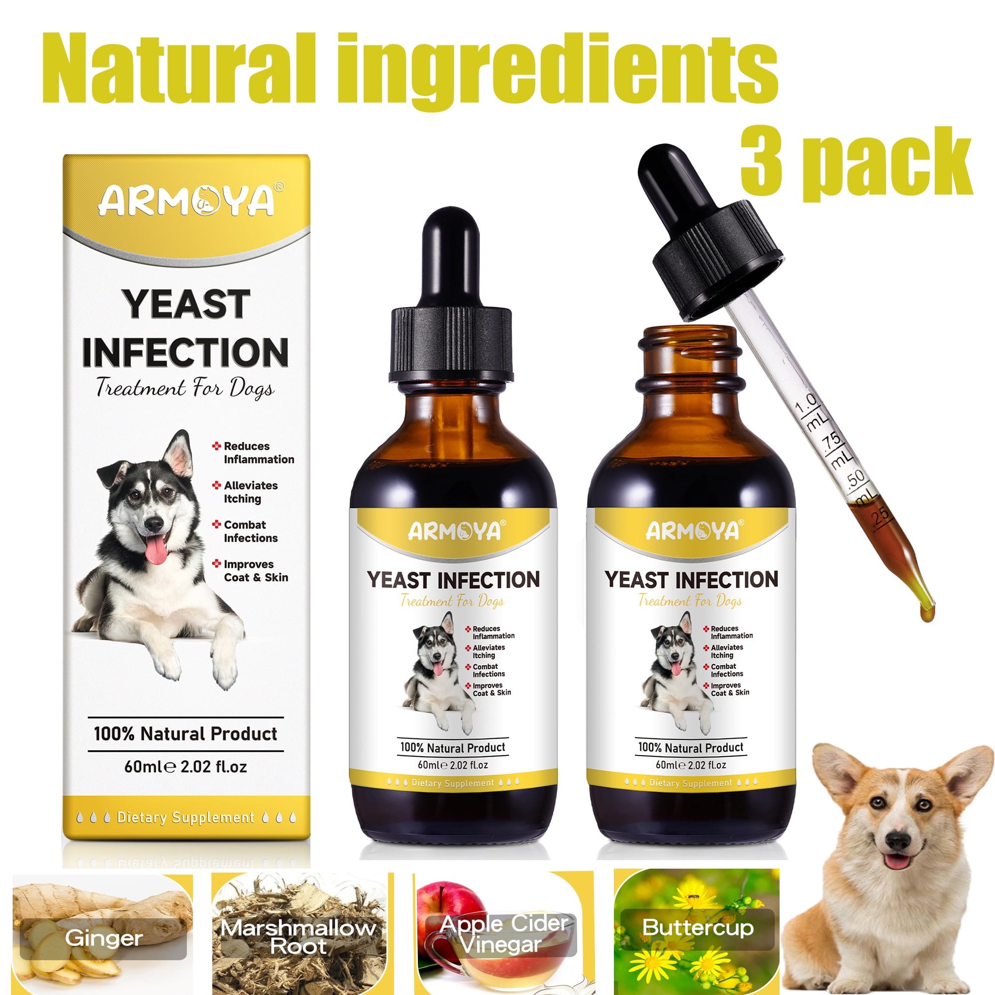 Petpya Natural Yeast Infection Relief for Dogs,Dog Yeast Ear Infection ...