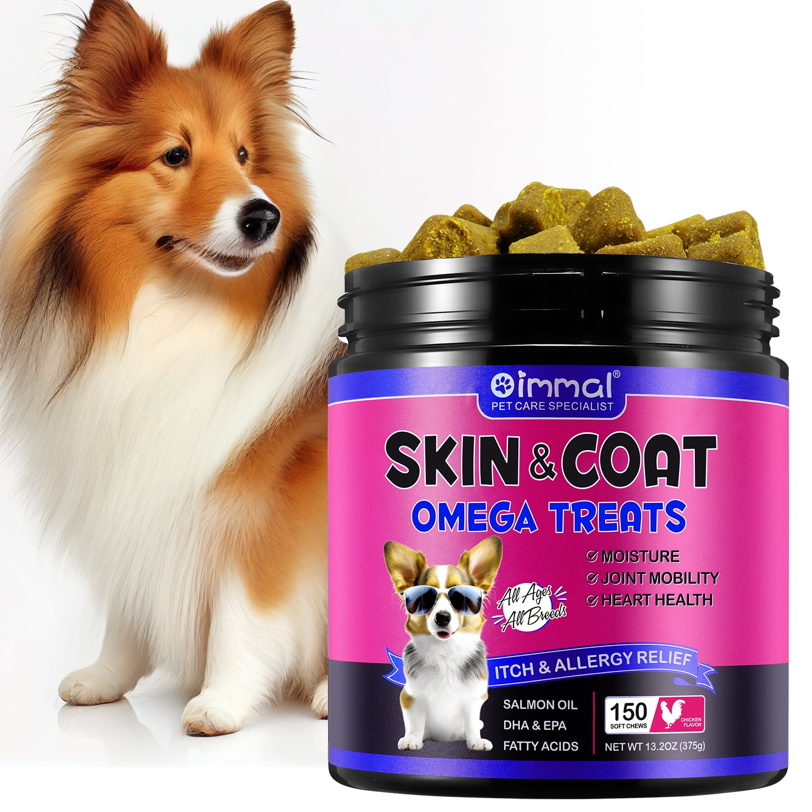 Petpya Salmon Oil Chews for Dogs Skin And Coat Support 150 Soft Treats ...
