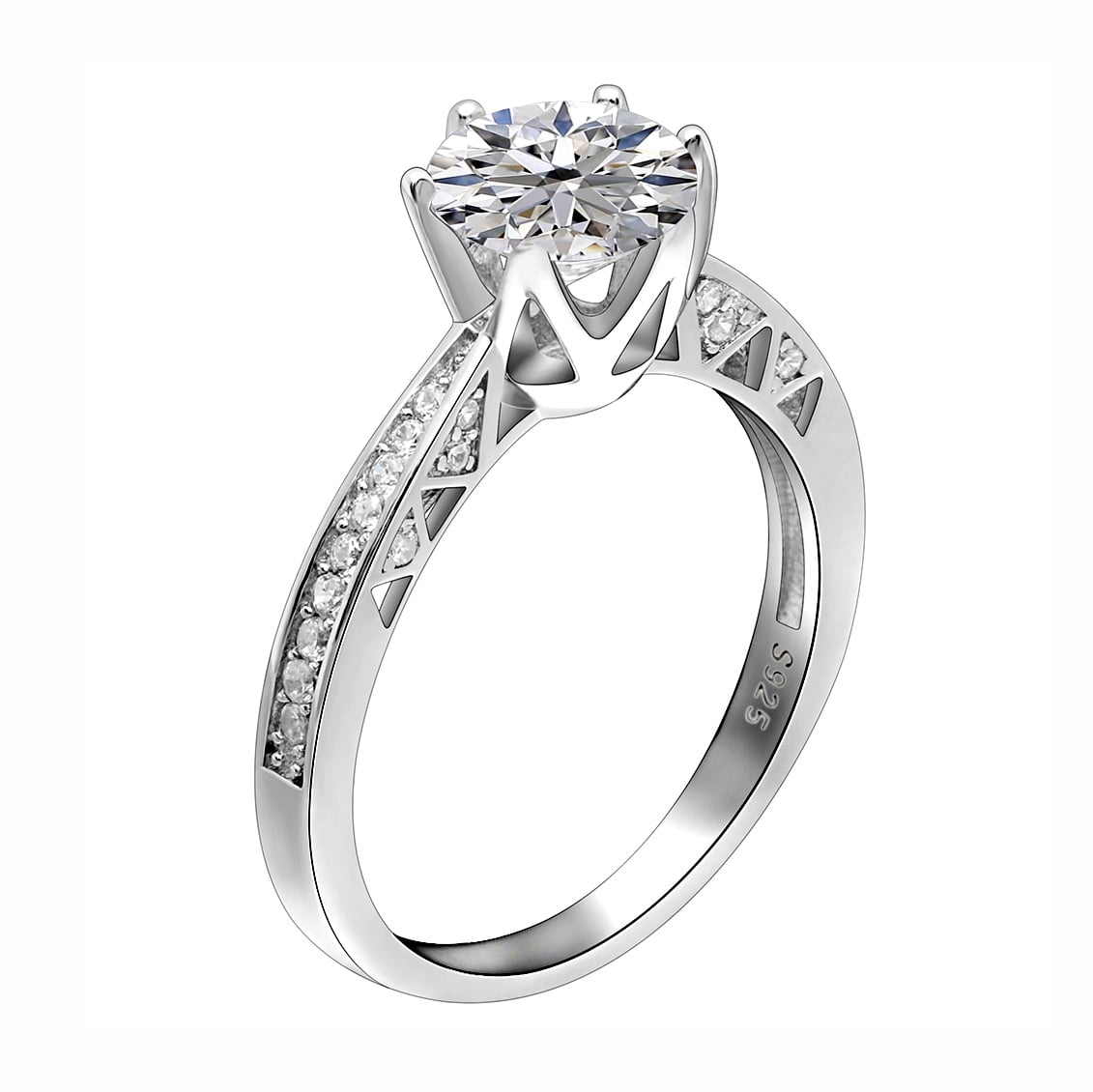 Petra Engagement Ring Solitaire Cz Sterling Silver Womens Ginger Lyne ...