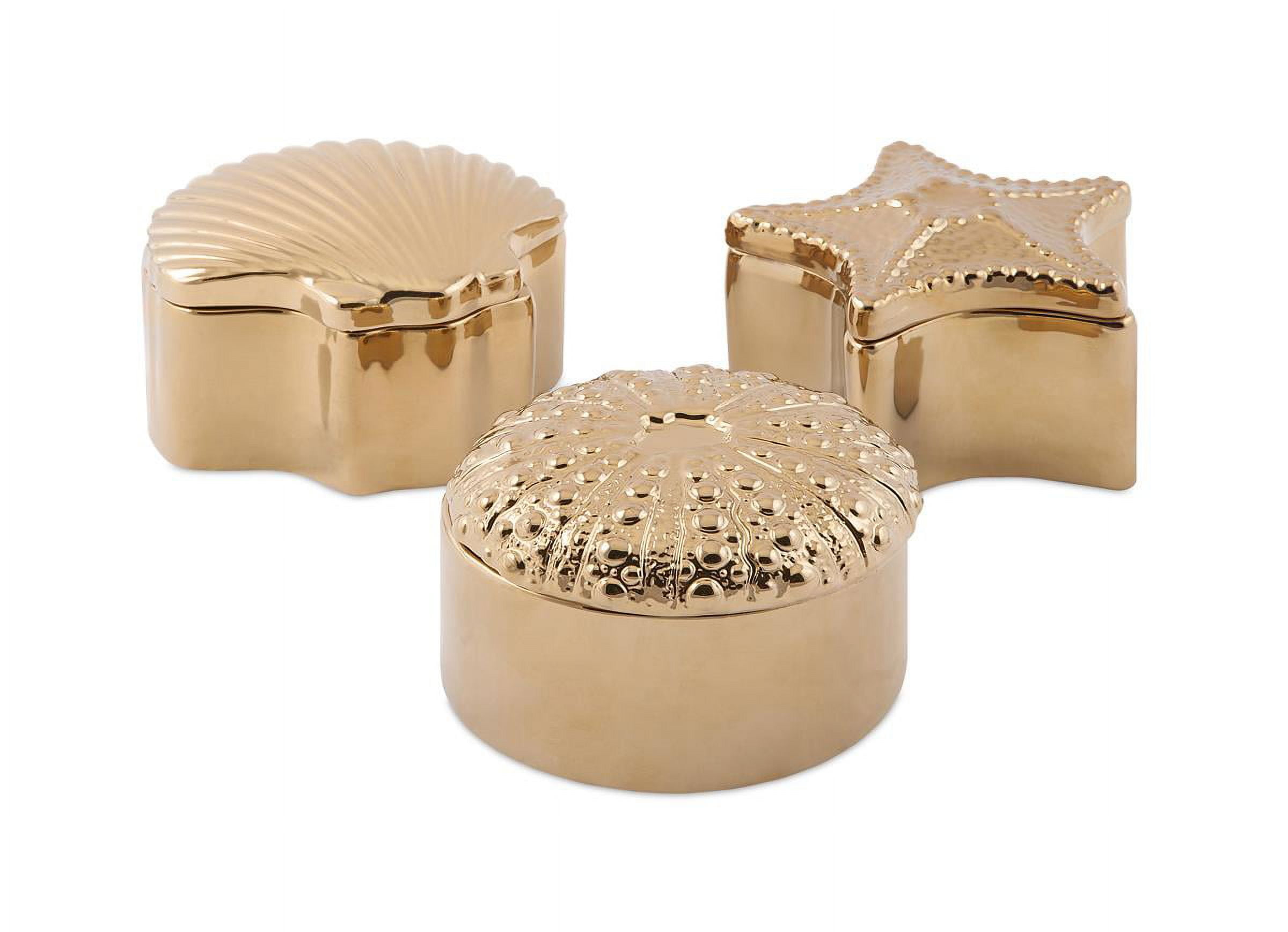Petra Gold Ceramic Shell Boxes - Ast 3 - Walmart.com