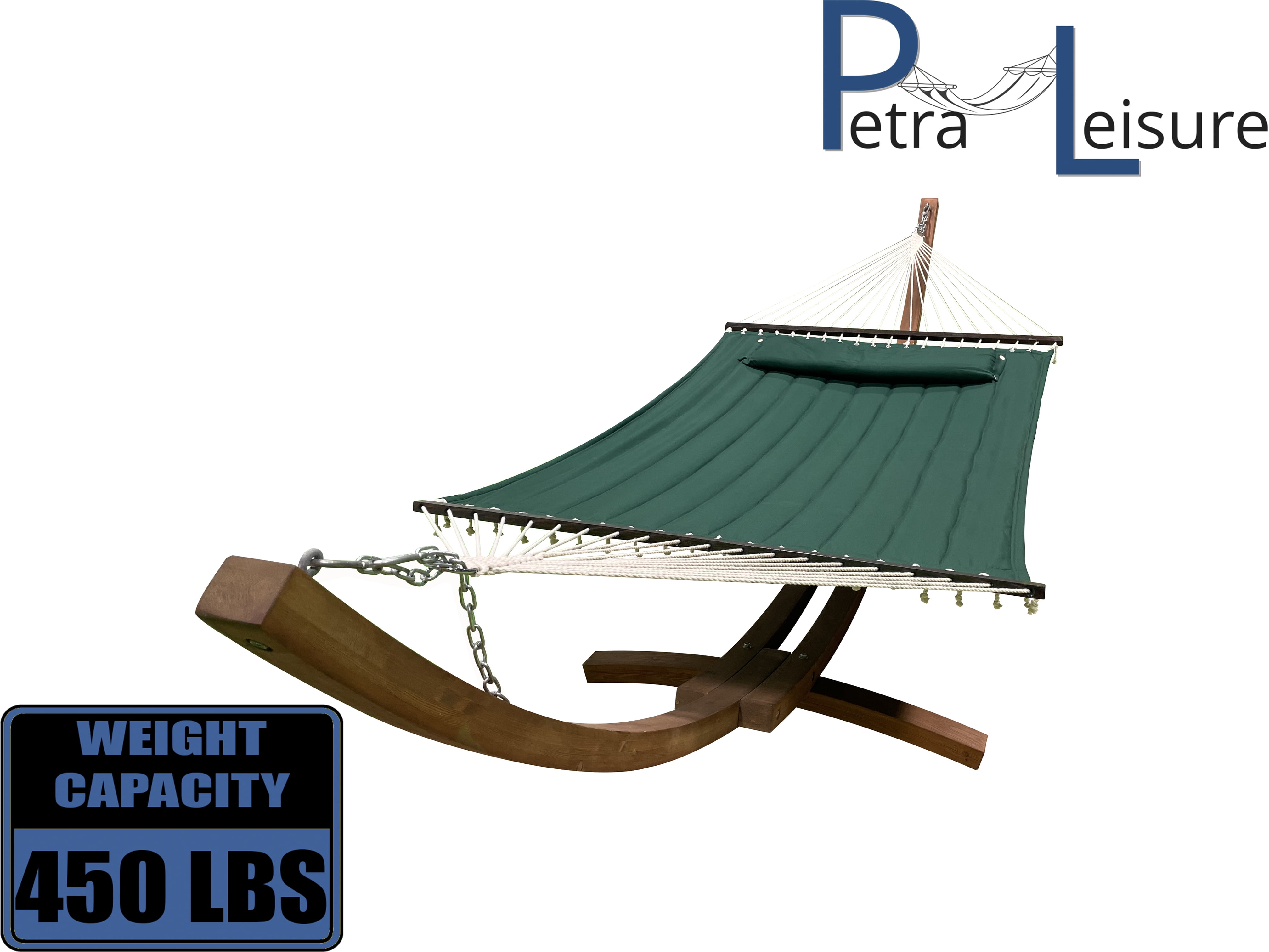 Petra Leisure 14 Ft. Teak Wooden Arc Hammock Stand + Deluxe Quilted ...