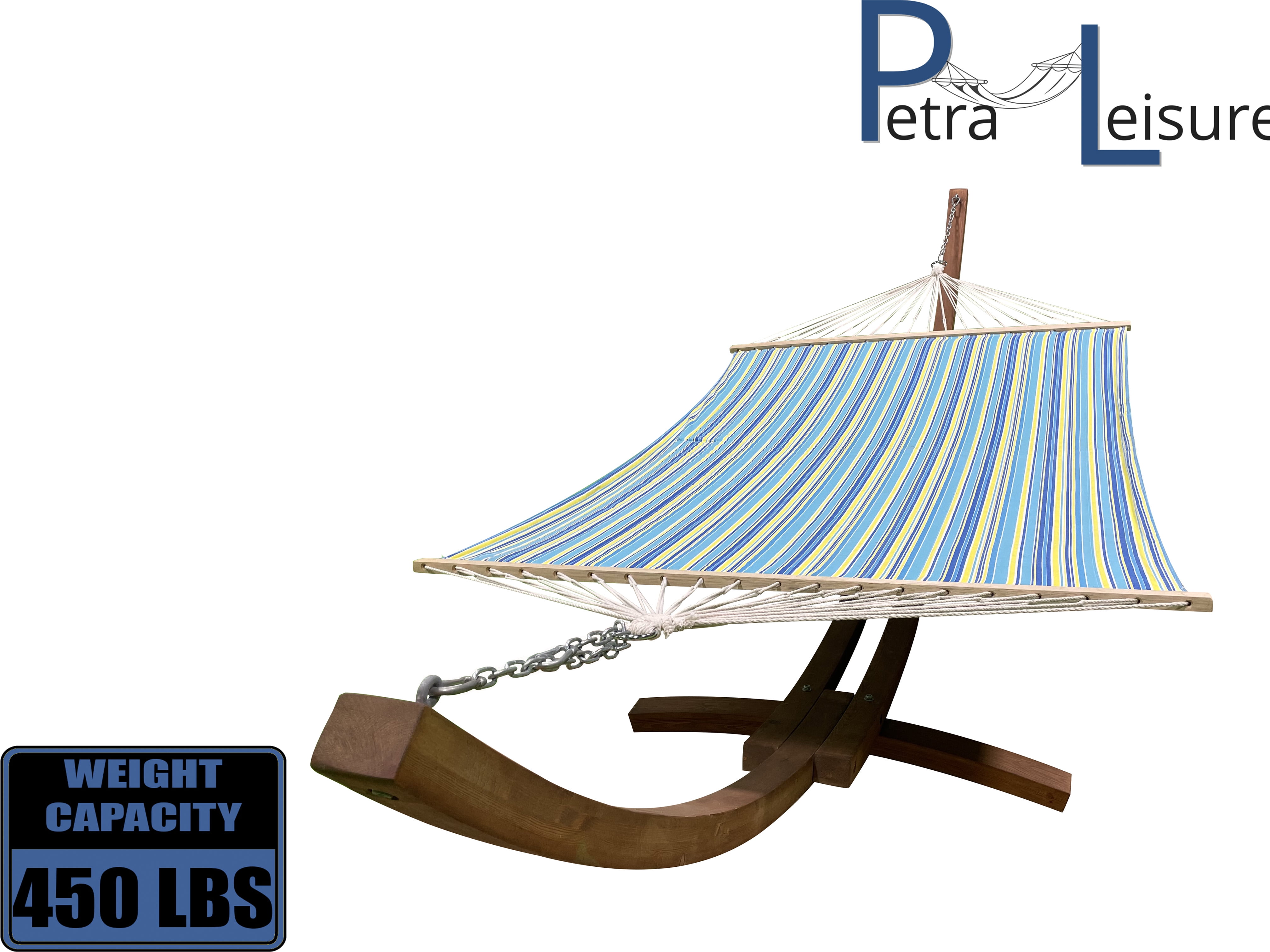 Petra Leisure 14 Ft. Teak Wooden Arc Hammock Stand + Quilted Teal ...