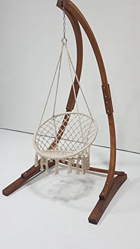 Petra Leisure 7 Ft. Teak Stain Hammock Chair Stand w/ Bohemian Chic ...