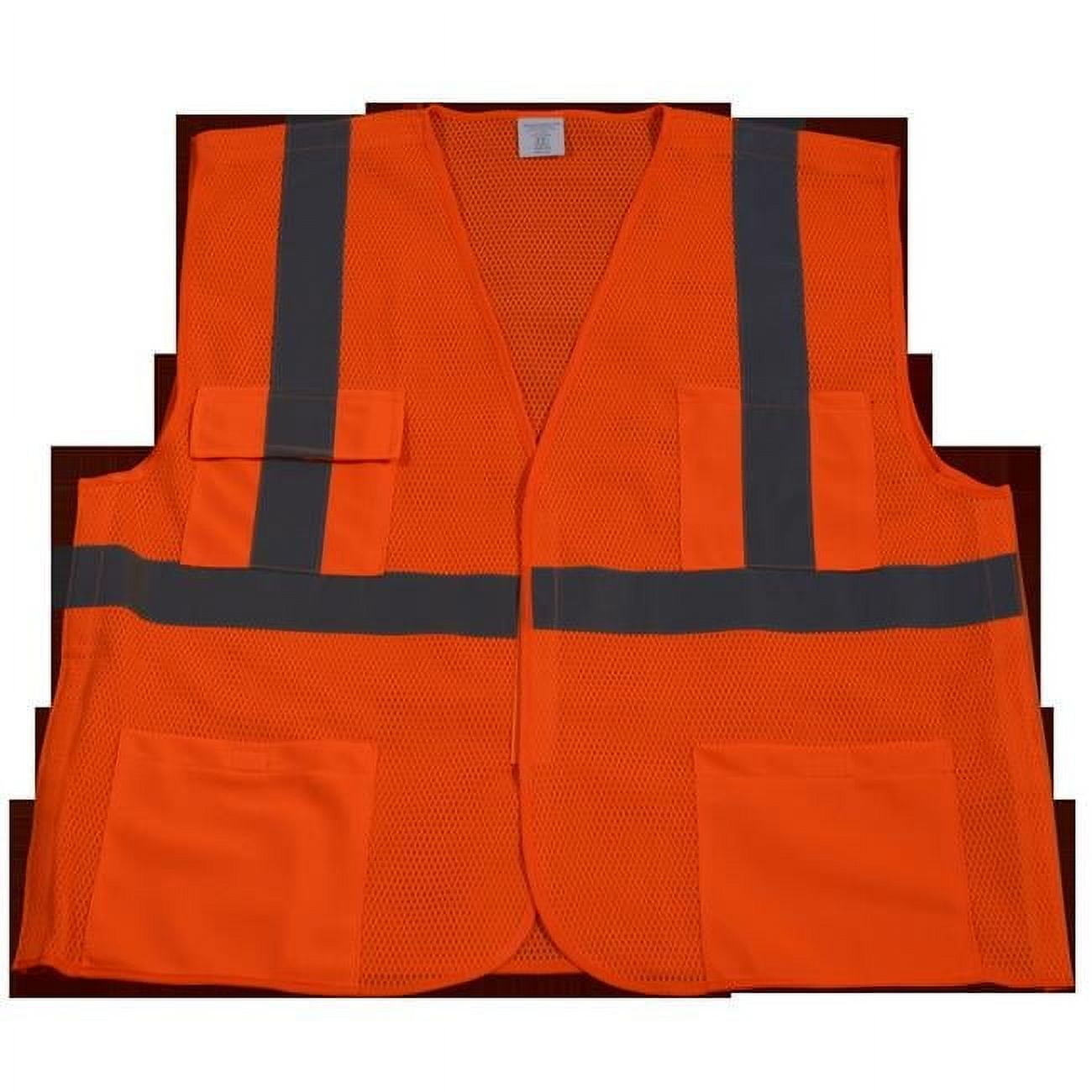 Petra Roc OVM2-5PB-2X-3X Safety Vest Ansi Class Ii Orange Mesh 5-Point ...