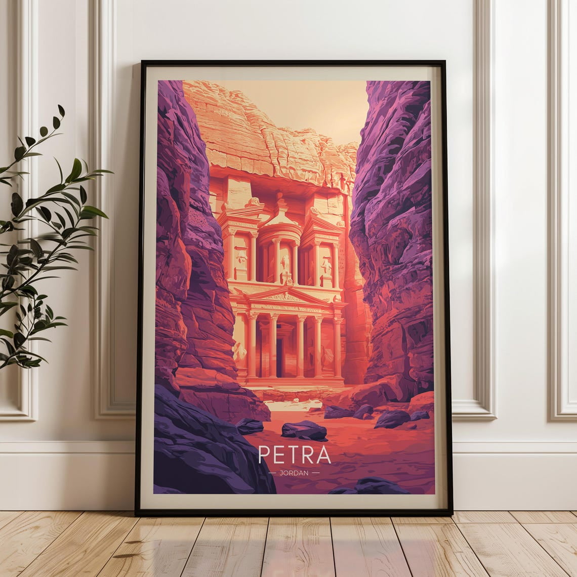 Petra Travel Poster - Jordan Wall Art Print, The Treasury Illustration ...