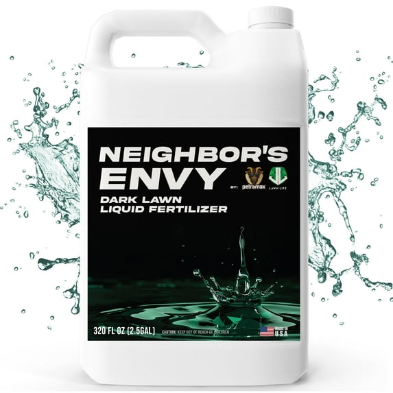 PetraMax Neighbors Envy Grass Lawn & Garden Fertilizer, 2.5 Gallon with ...