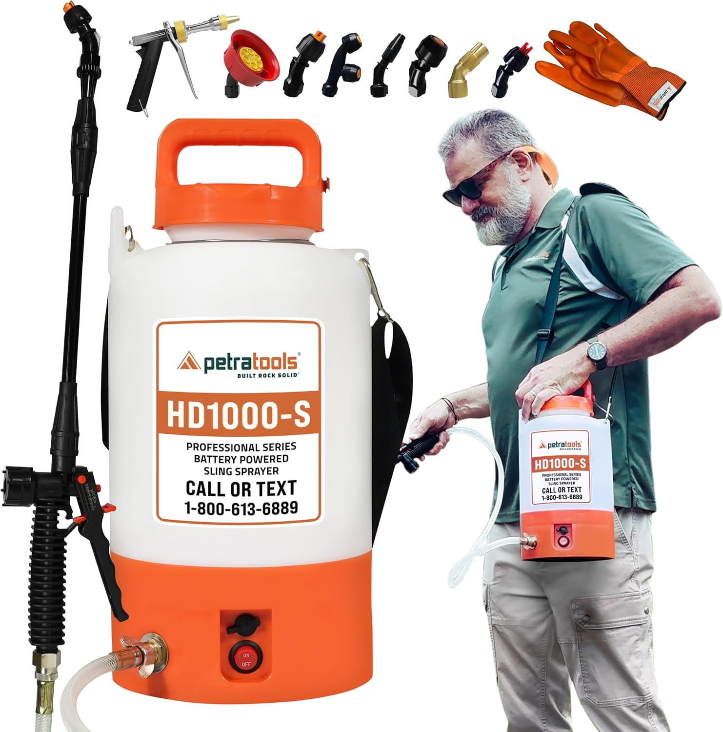PetraTools 1 Gallon Battery Powered Sprayer, Electric Sprayers for Lawn ...