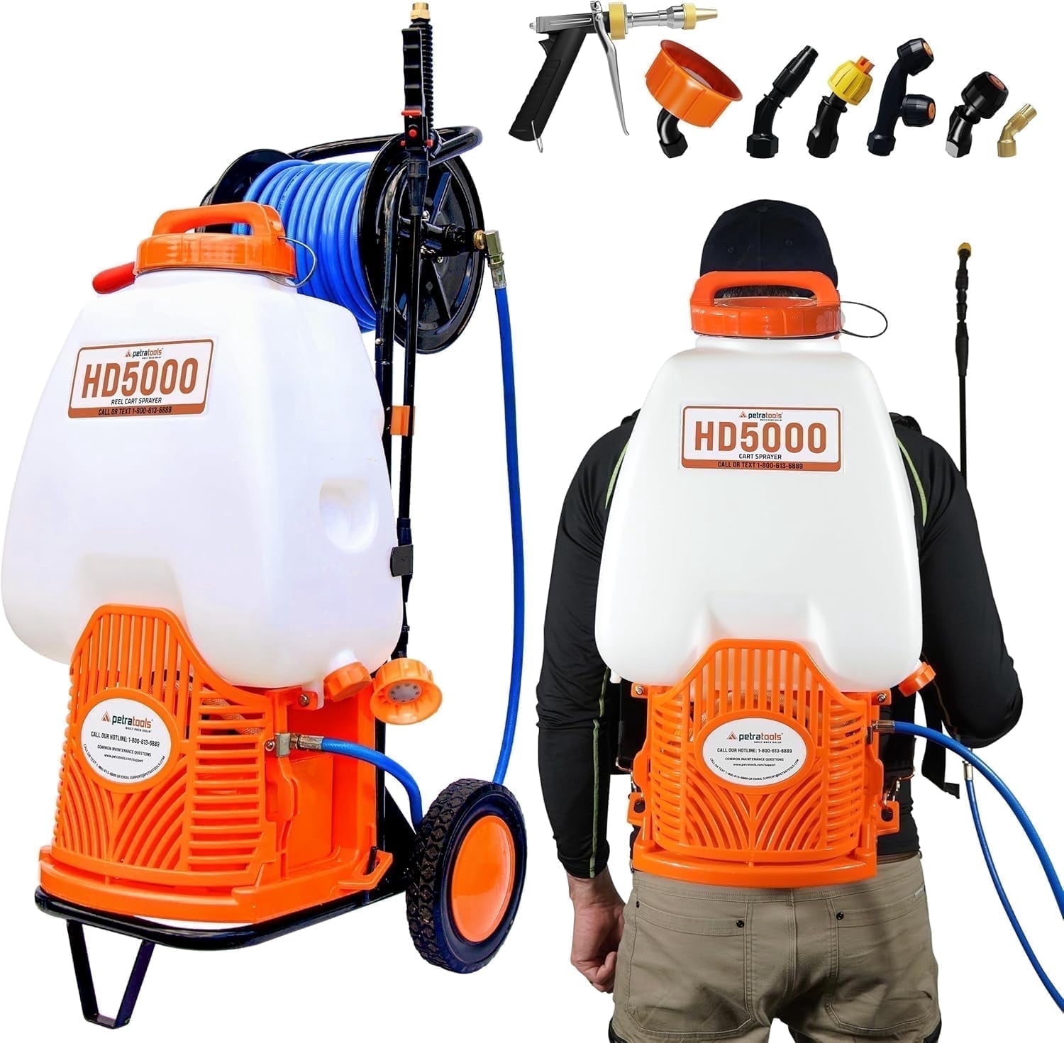 Petratools HD5000 Reel Cart Sprayer with Custom-Fitted Cart, 6.5-Gallon ...