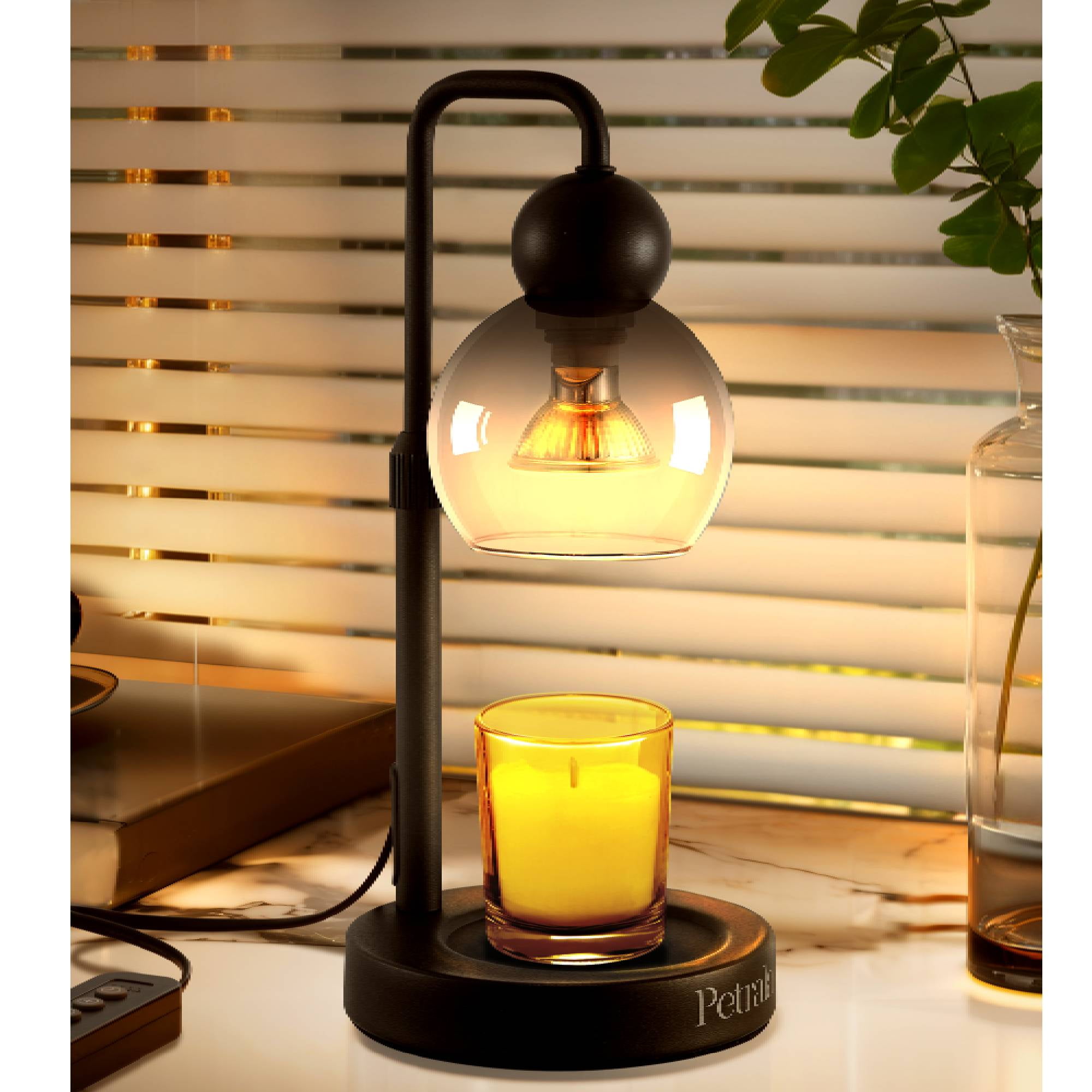 Petrala Adjustable Candle Warmer Lamp, Matte Black Design, Timer and ...