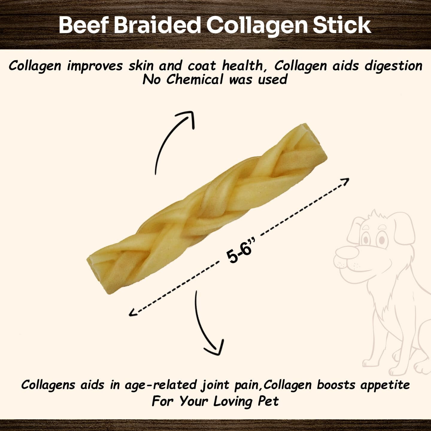 Petrix Petcare Beef Braided Collagen Sticks for H2FSDDogs 60 Count ...