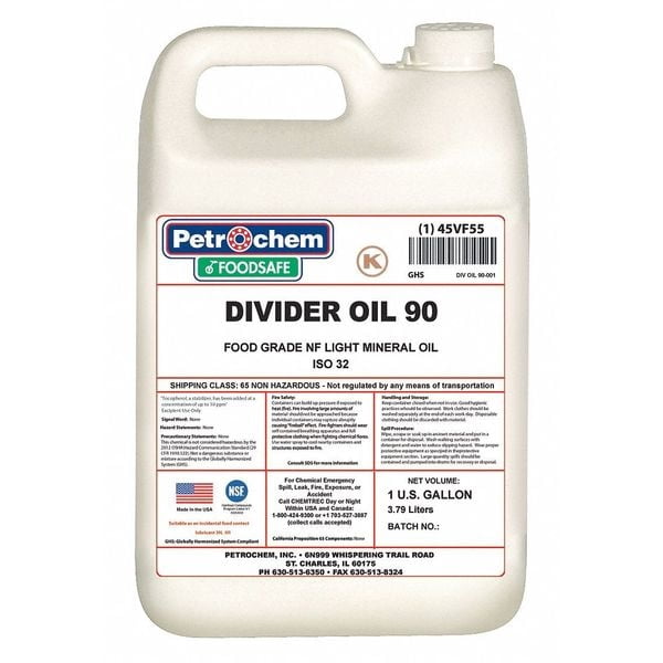Petrochem Food Grade Divider Oil 90,1 gal,Jug DIVIDER OIL 90-001 ...