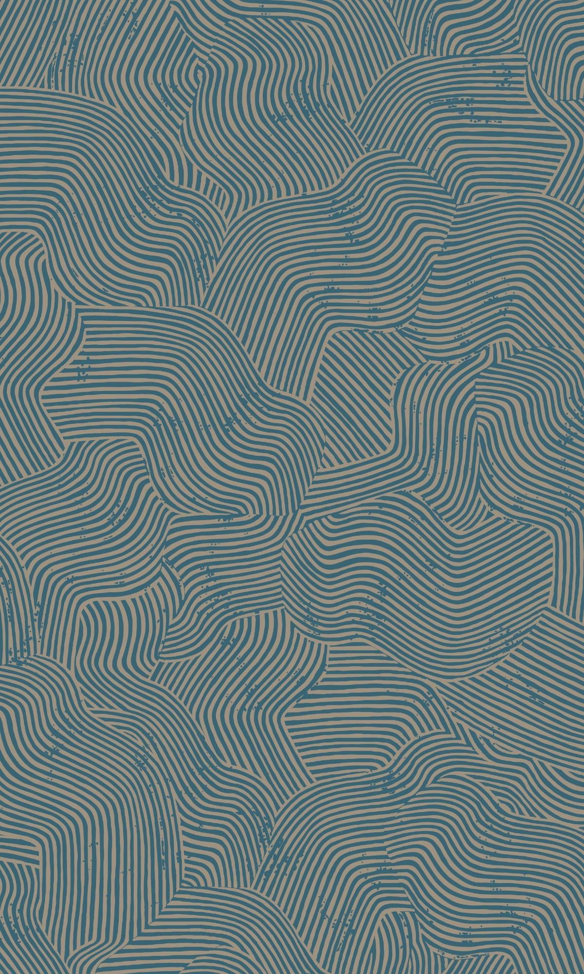 Petrol Abstract Geometric Waves Wallpaper, Double Roll, 57 sqft ...