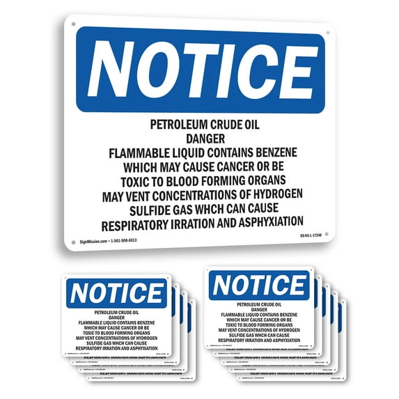Petroleum Crude Oil Danger Flammable Liquid OSHA Notice Rigid Plastic ...