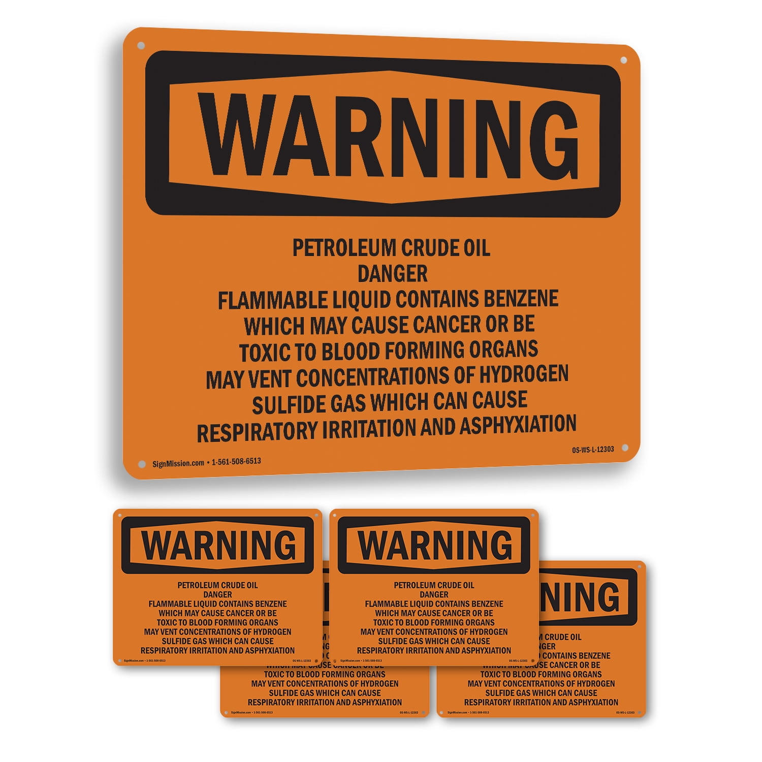 Petroleum Crude Oil Danger Flammable Liquid OSHA WARNING Rigid Plastic ...