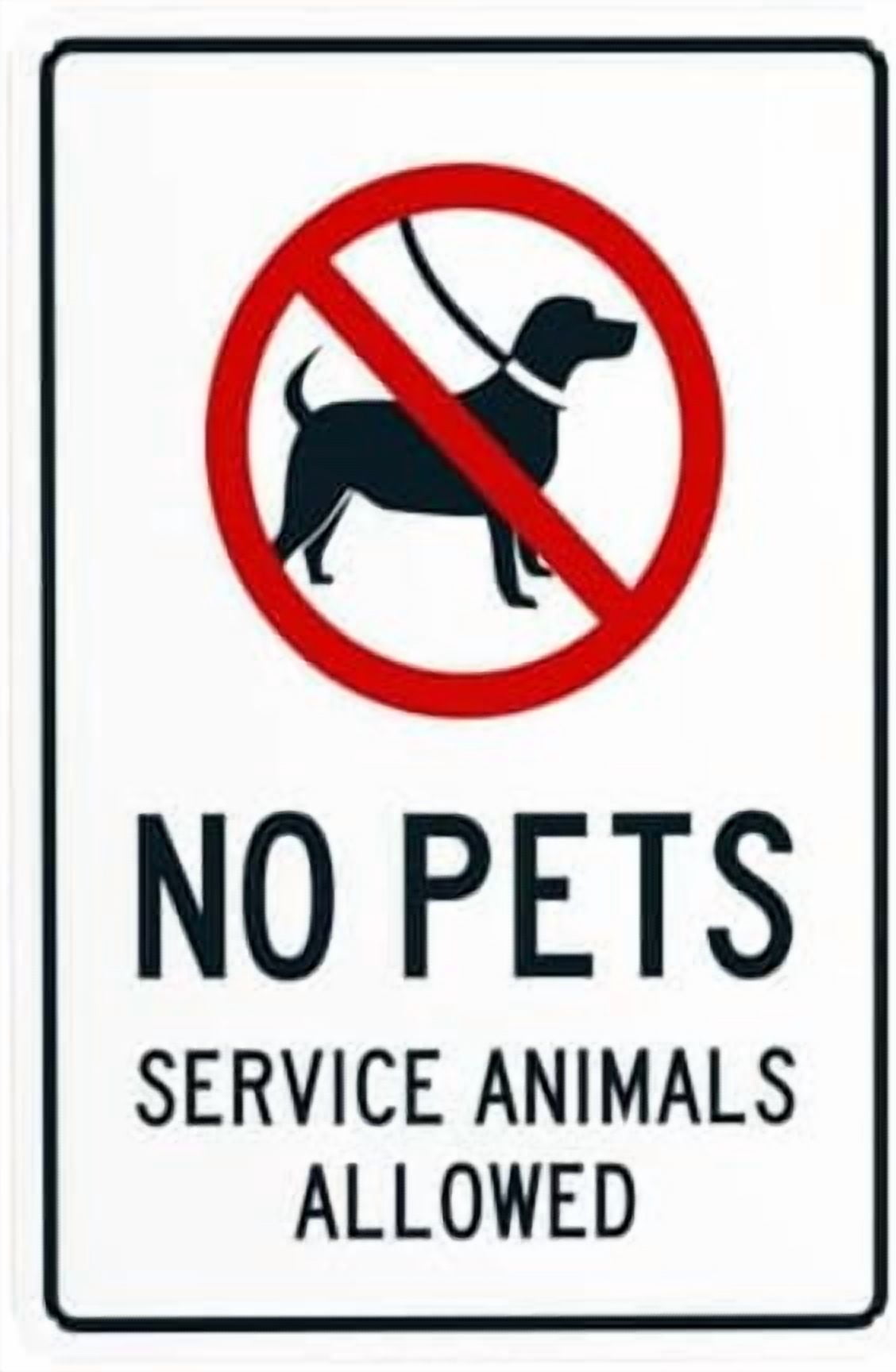 No Pets Allowed Sign, Service Animals Allowed Warning Sign, Door Metal ...