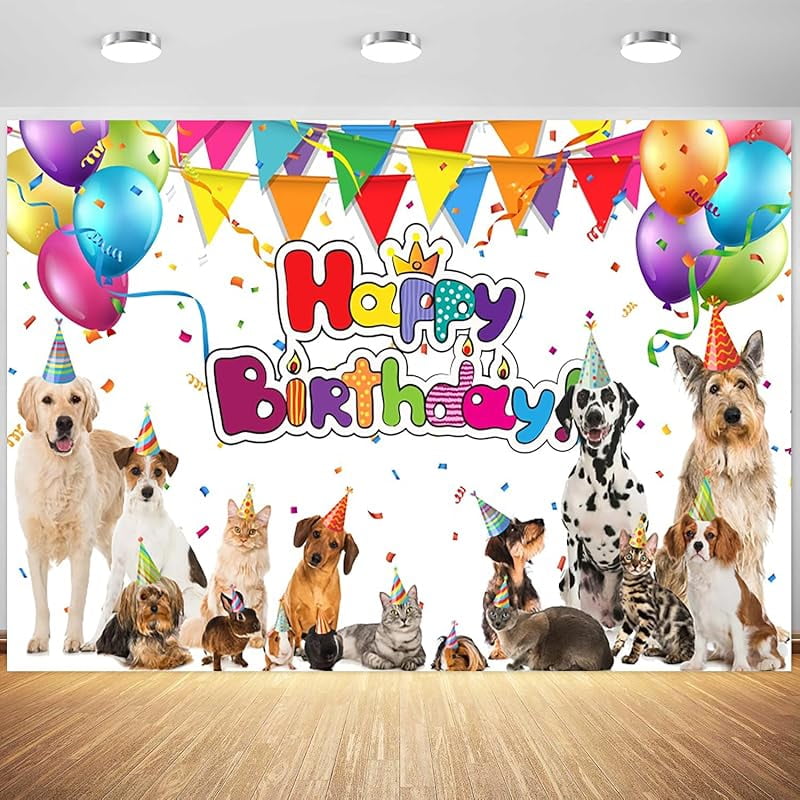 Pets Birthday Backdrop Puppy Happy Birthday Photography Background Dog ...