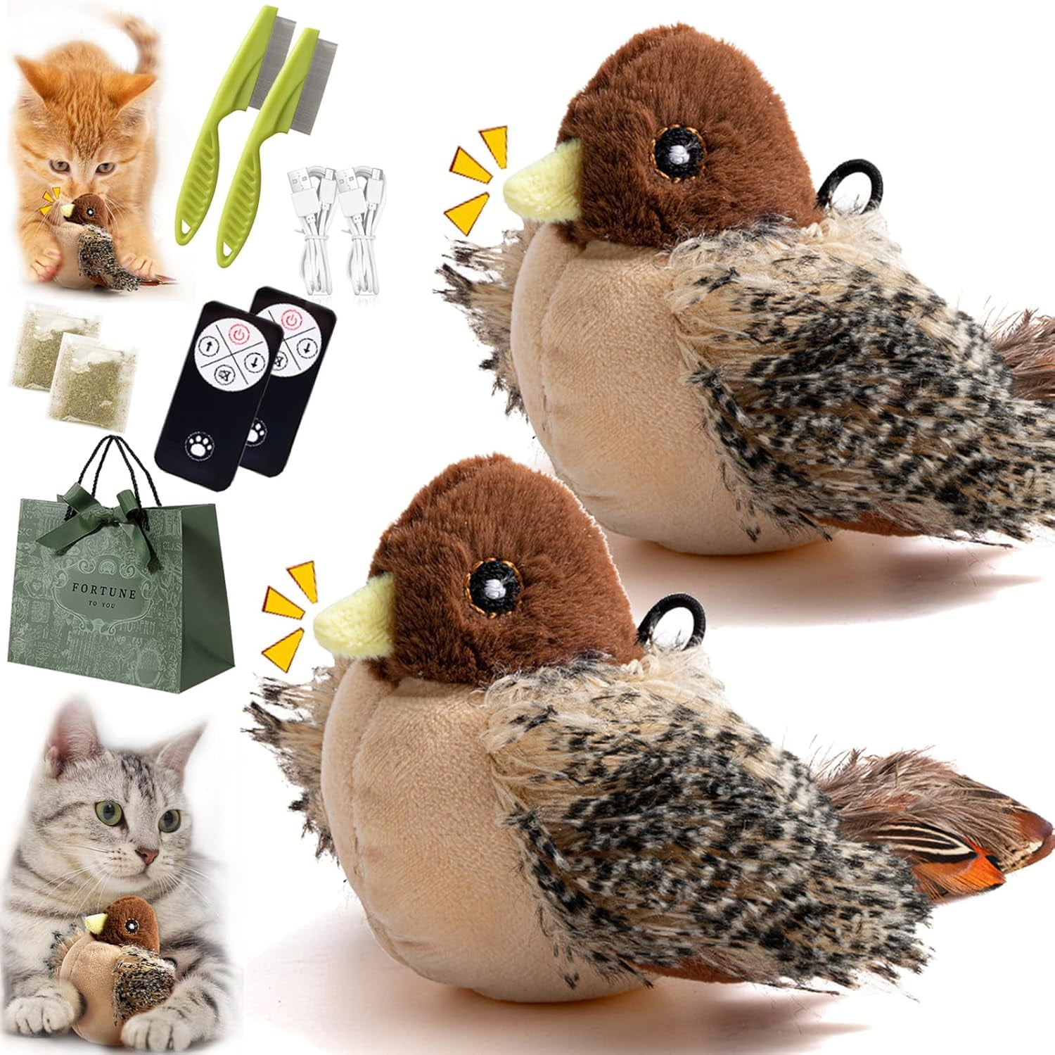 Pets Cat Toy, Chirping Bird Cat Toy, Flapping Bird Cat Toy, Simulated ...