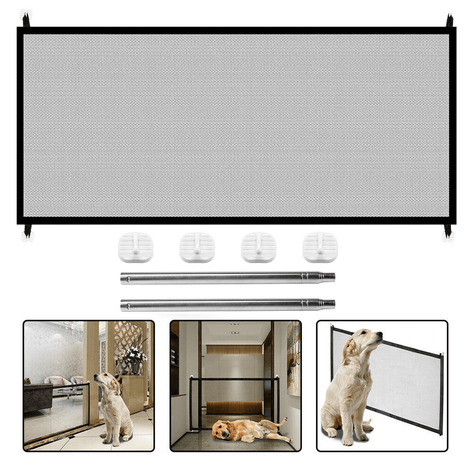 Pets Dog Cat Baby Safety Gate Mesh Fence Magic Portable Guard Net ...