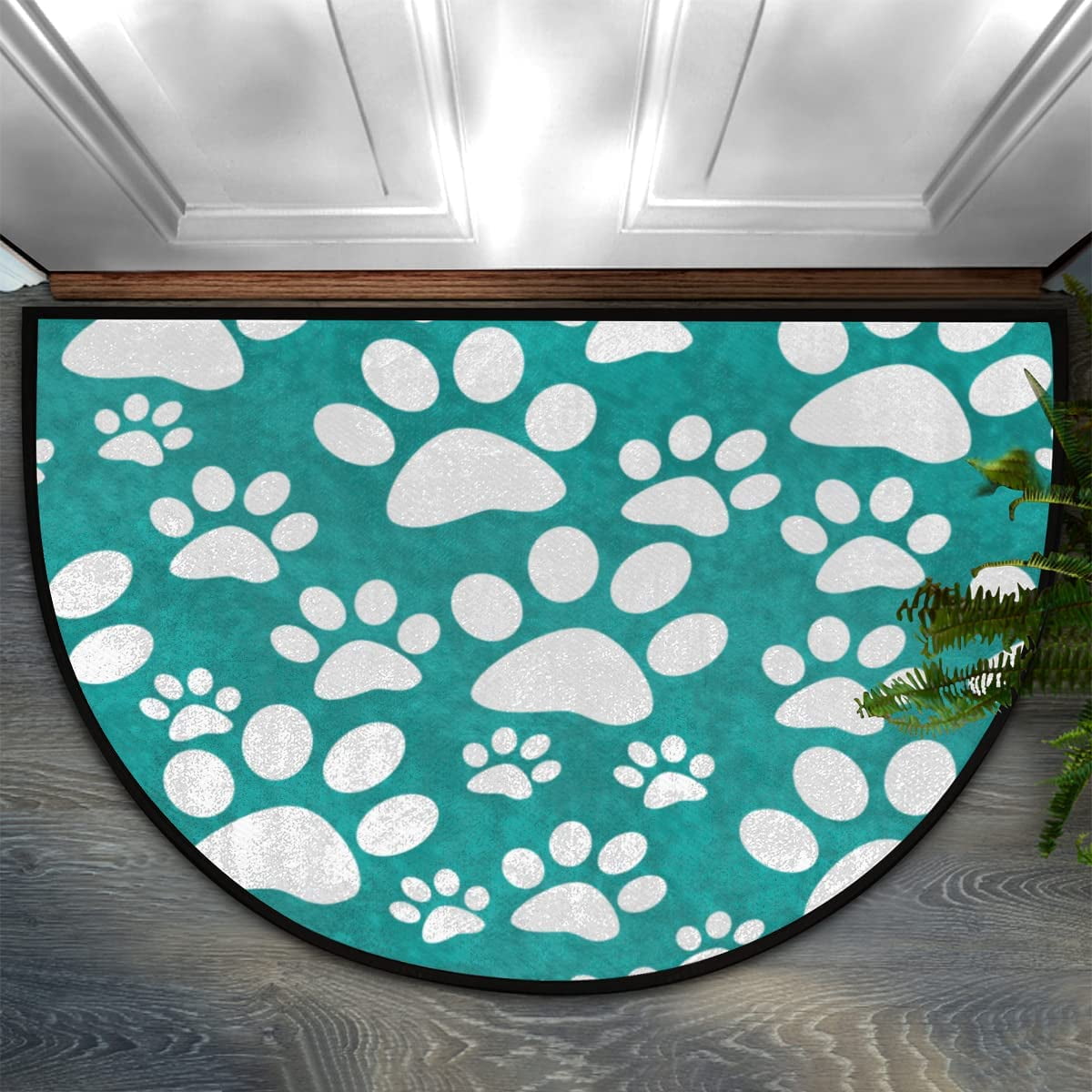 Pets Dog Cat Paw Prints Half Round Door Mat Half Circle Area Rug ...