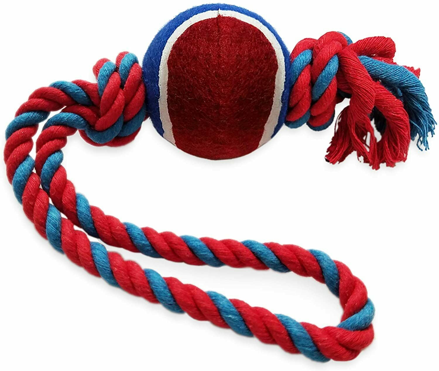 Pets First Knotted Rope Toy with Tennis Ball for Dogs, Hours of Play ...