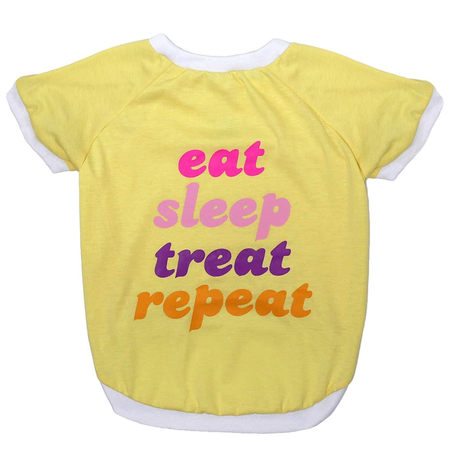 Pets First LaurDIY Pet Tee Shirt for Dogs and Cats - Eat Sleep Treat ...