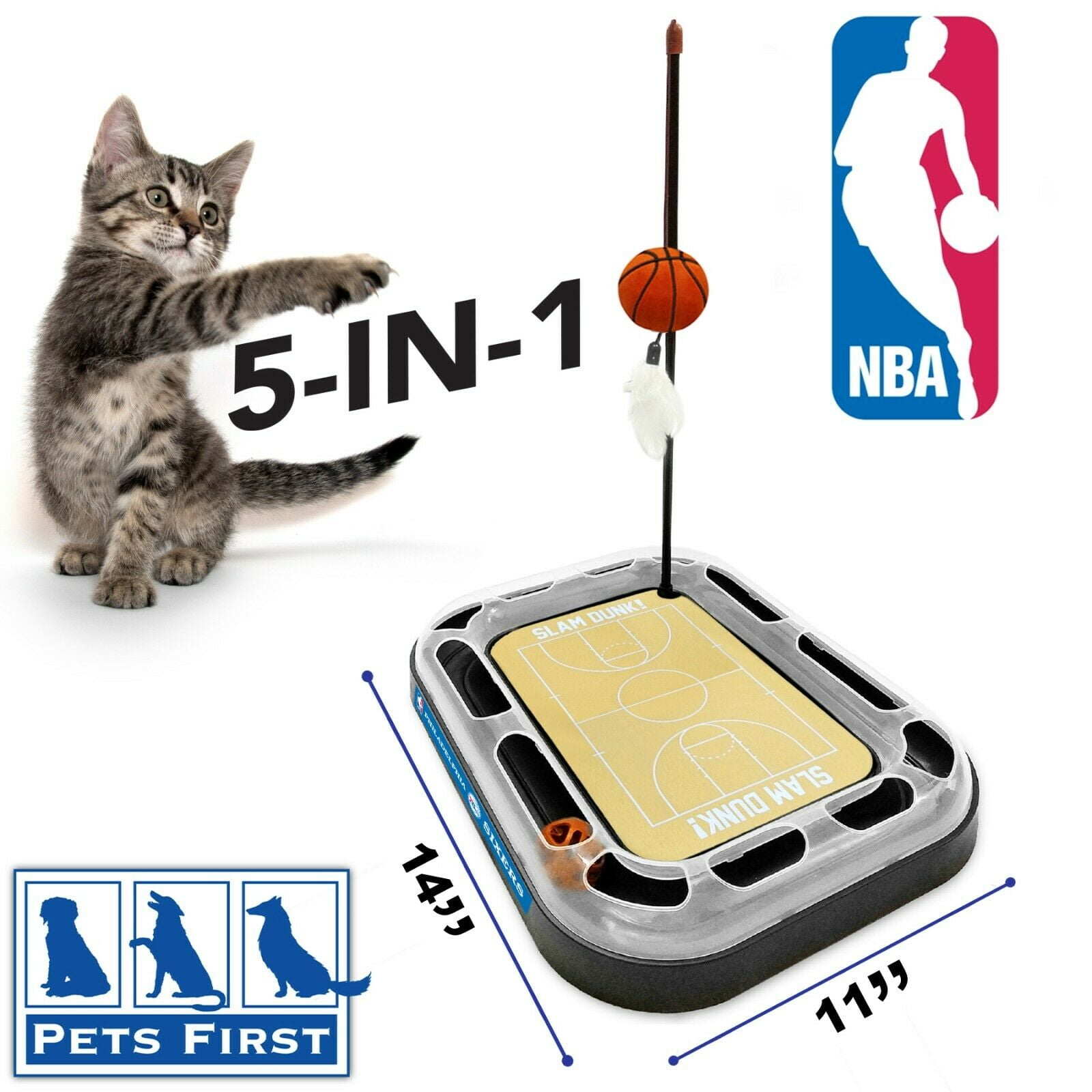 Pets First NBA 76ers CAT Scratcher Toy with Catnip Plush & Feather Cat ...